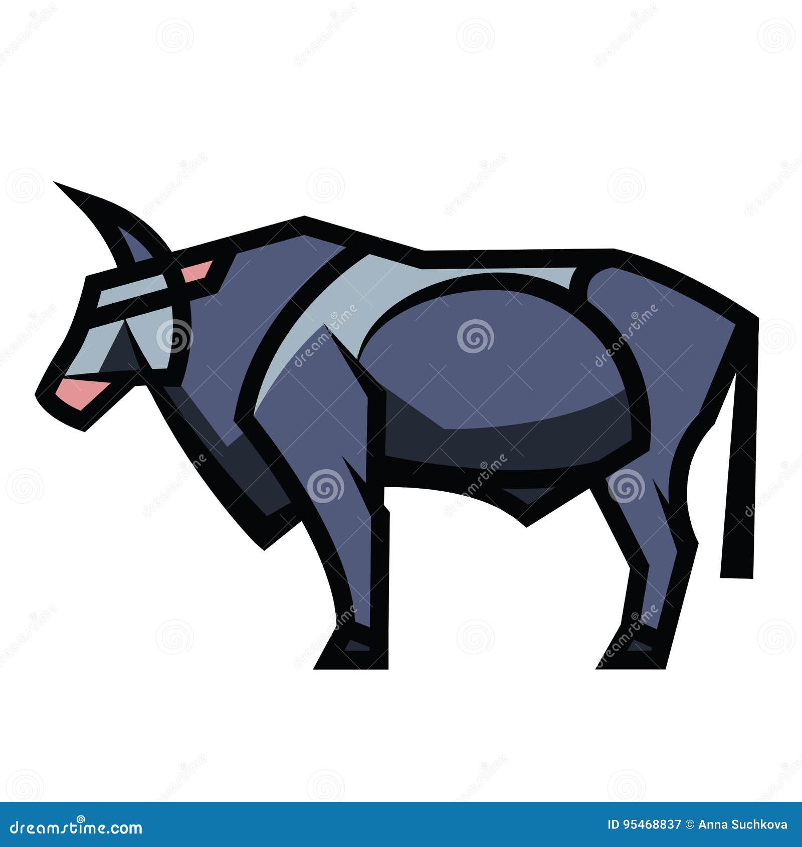 Standing nature color bull stock vector. Illustration of domestic ...