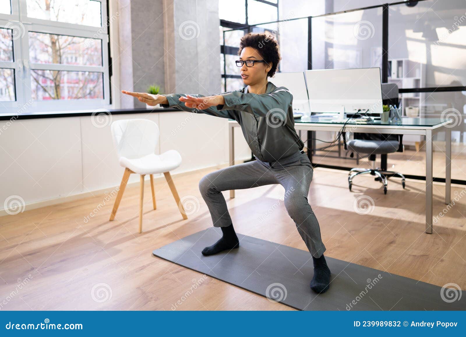 Standing Office Workout stock photo. Image of female - 239989832