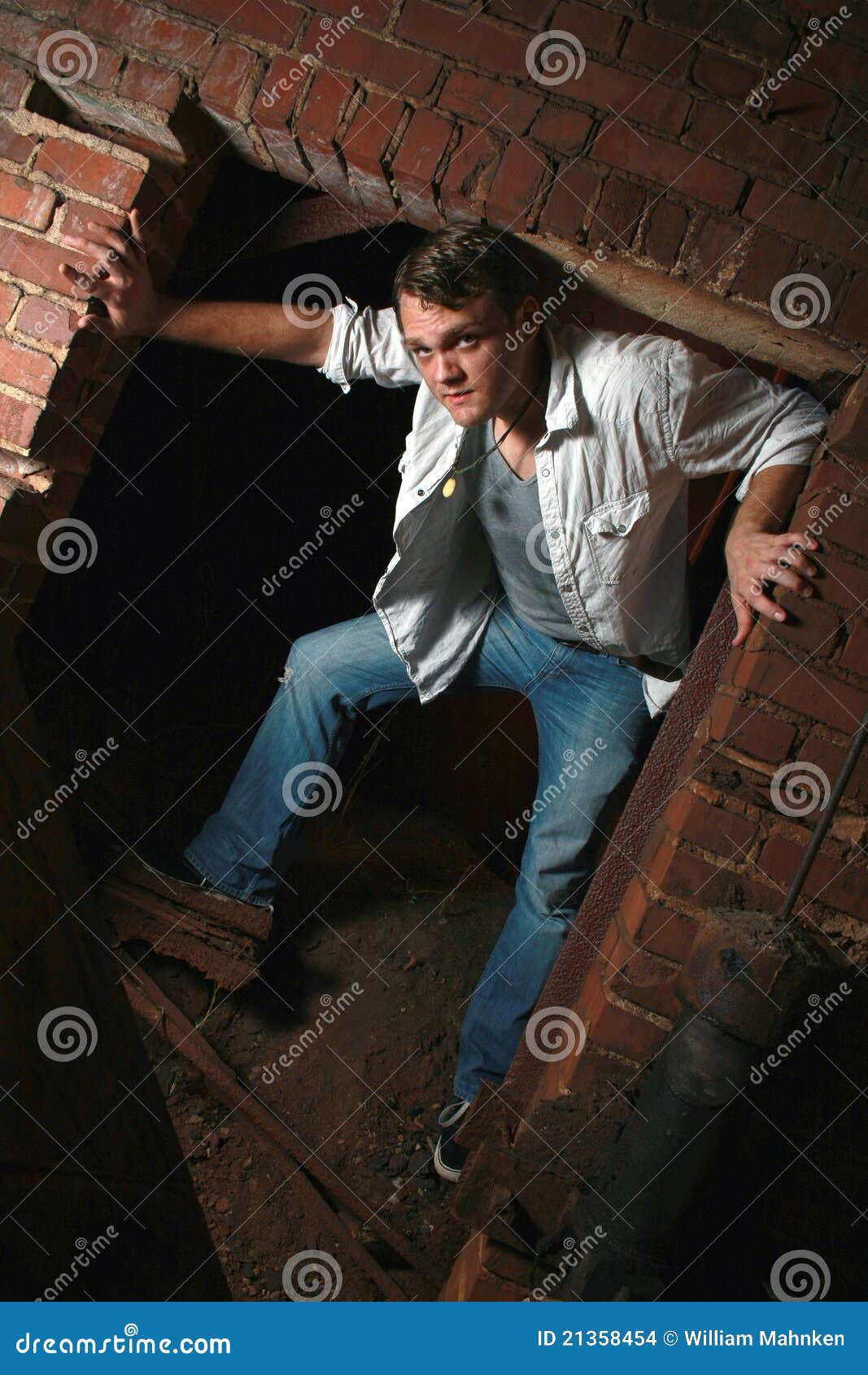 Standing in an Old Brick Opening Stock Photo - Image of caucasian ...