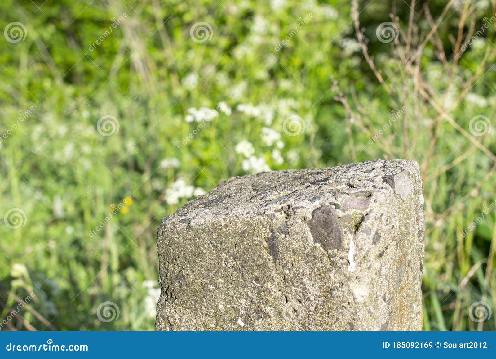 Standing Old Gray Concrete Pillar with Planar Surface on the Top As a ...