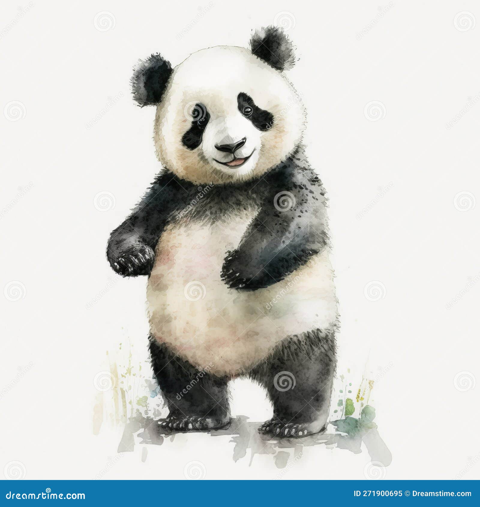 Standing Red Panda As Small Mammal With Dense Reddish-brown Fur And ...