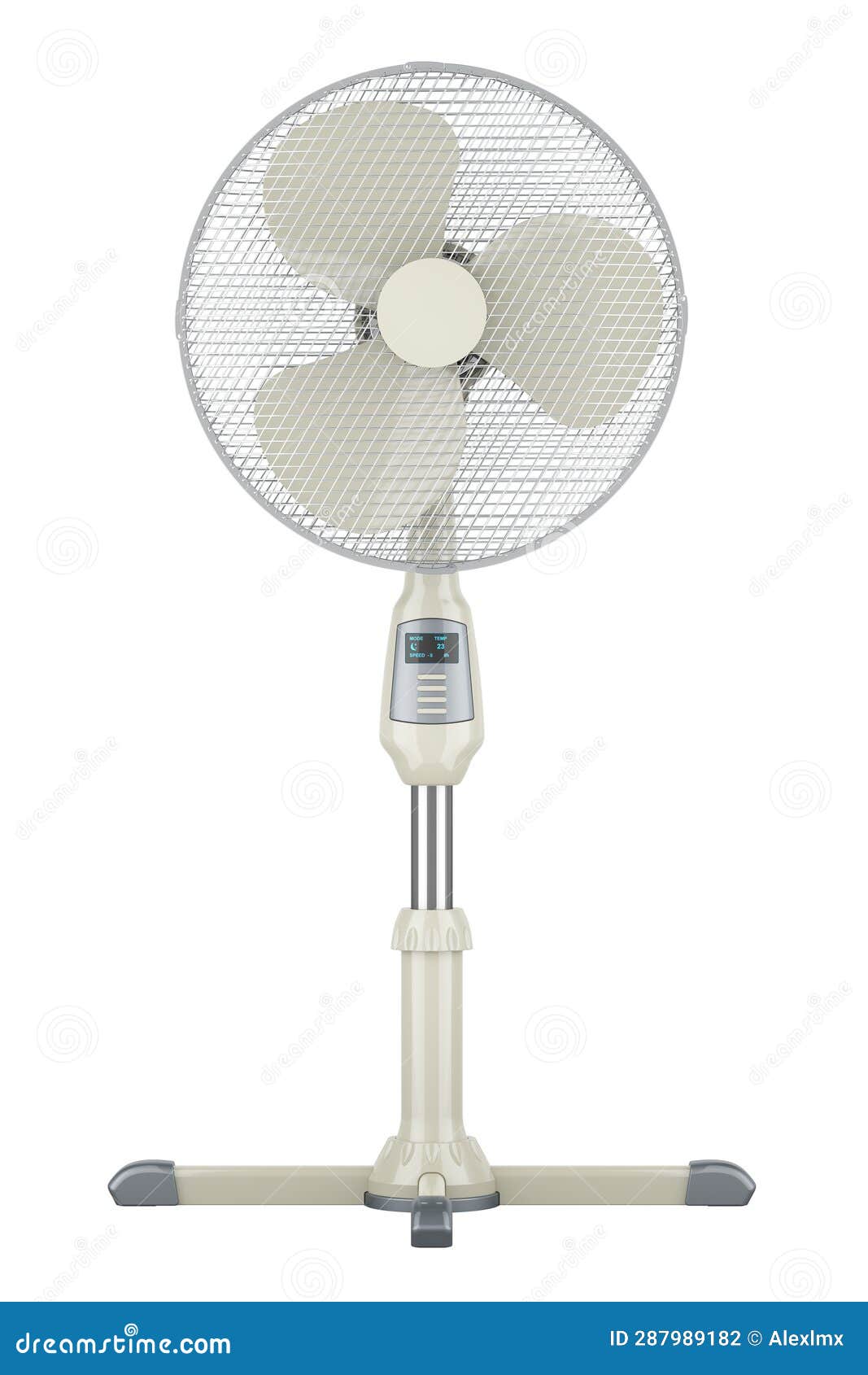 Standing Pedestal Electric Fan Front View, 3D Rendering Stock ...
