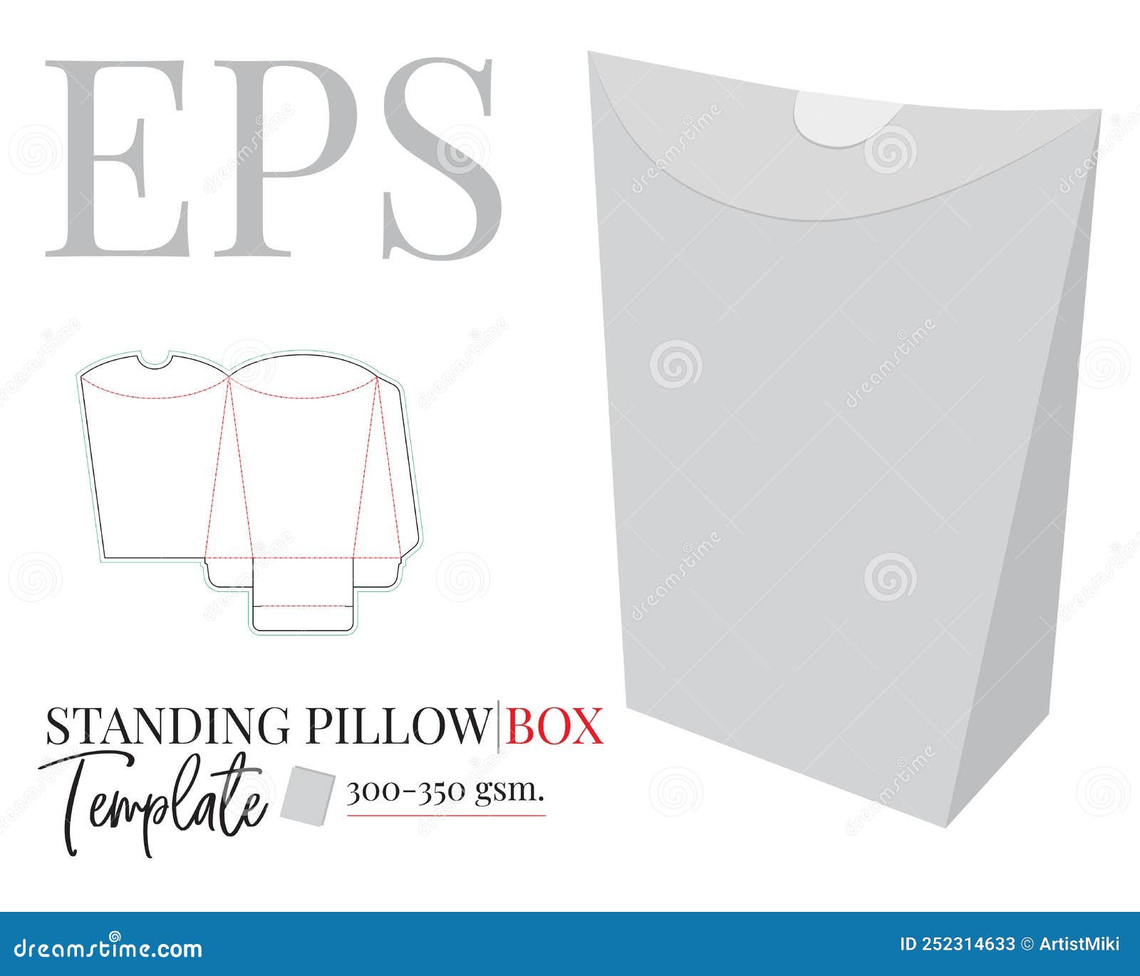 Standing Pillow Box stock vector. Illustration of diecut - 252314633