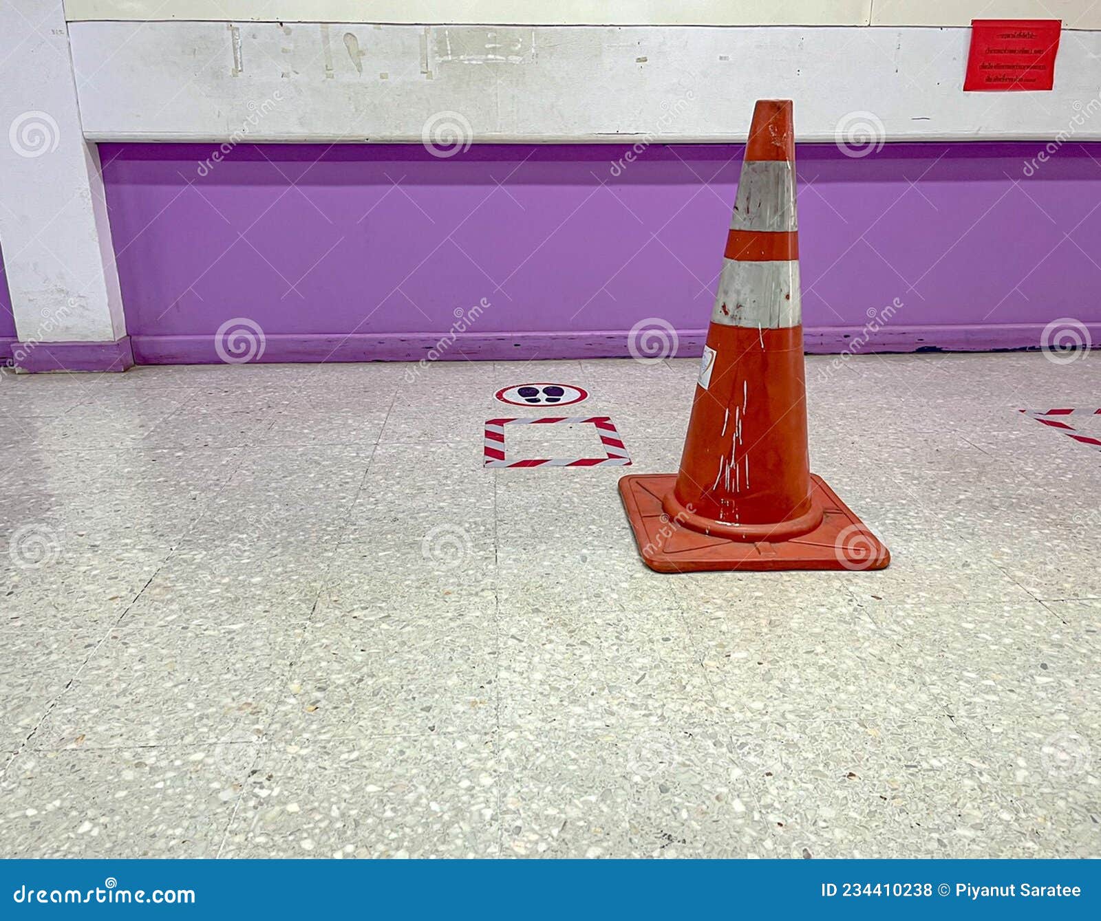 Standing Point for Distance and a Cone. Stock Photo - Image of : 234410238