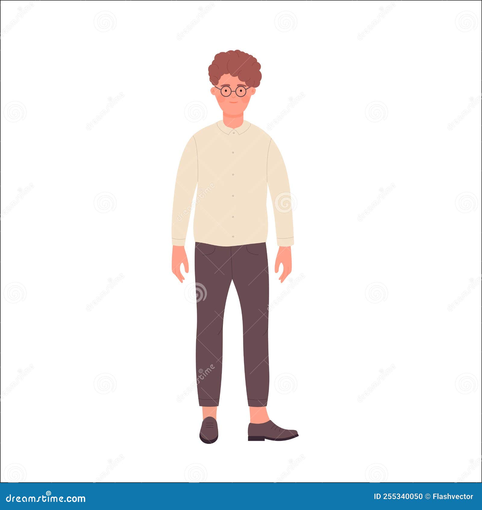 Standing pose of nerd boy stock vector. Illustration of vision - 255340050
