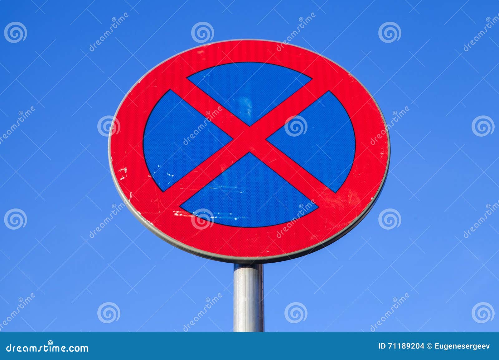Standing is Prohibited. Road Sign Over Blue Sky Stock Photo - Image of ...