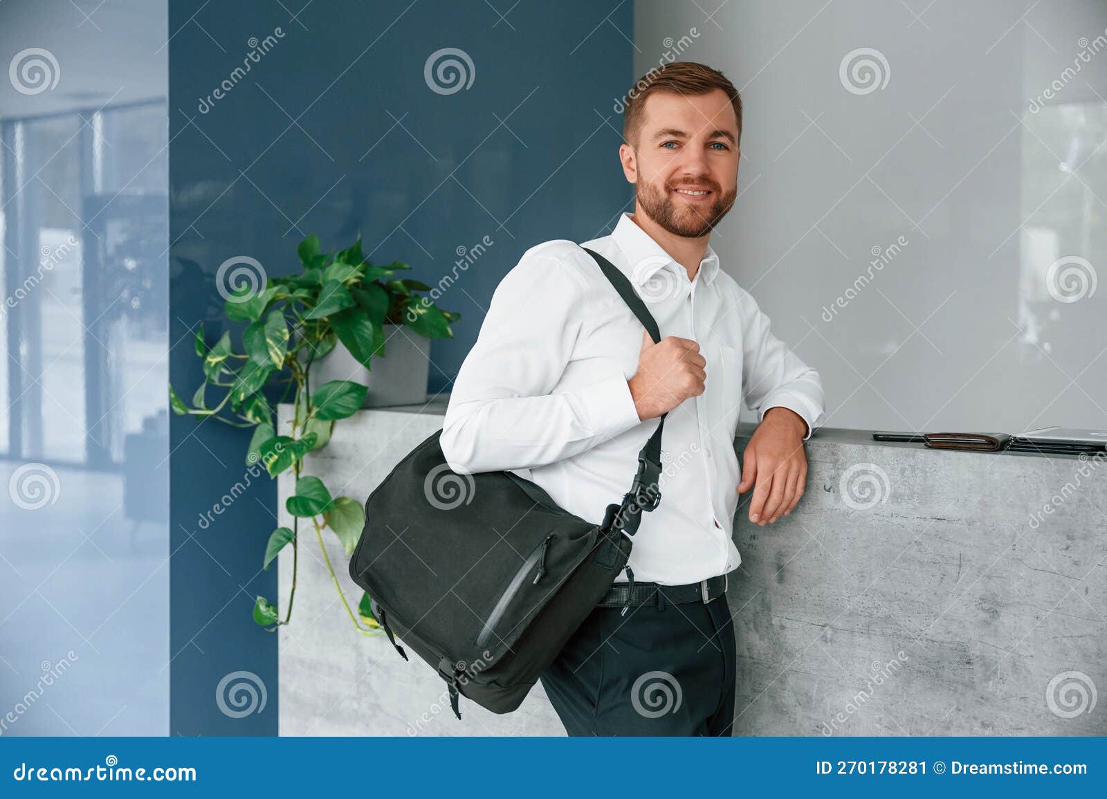 Standing at Reception. Elegant Man in Formal Clothes is Indoors Stock ...
