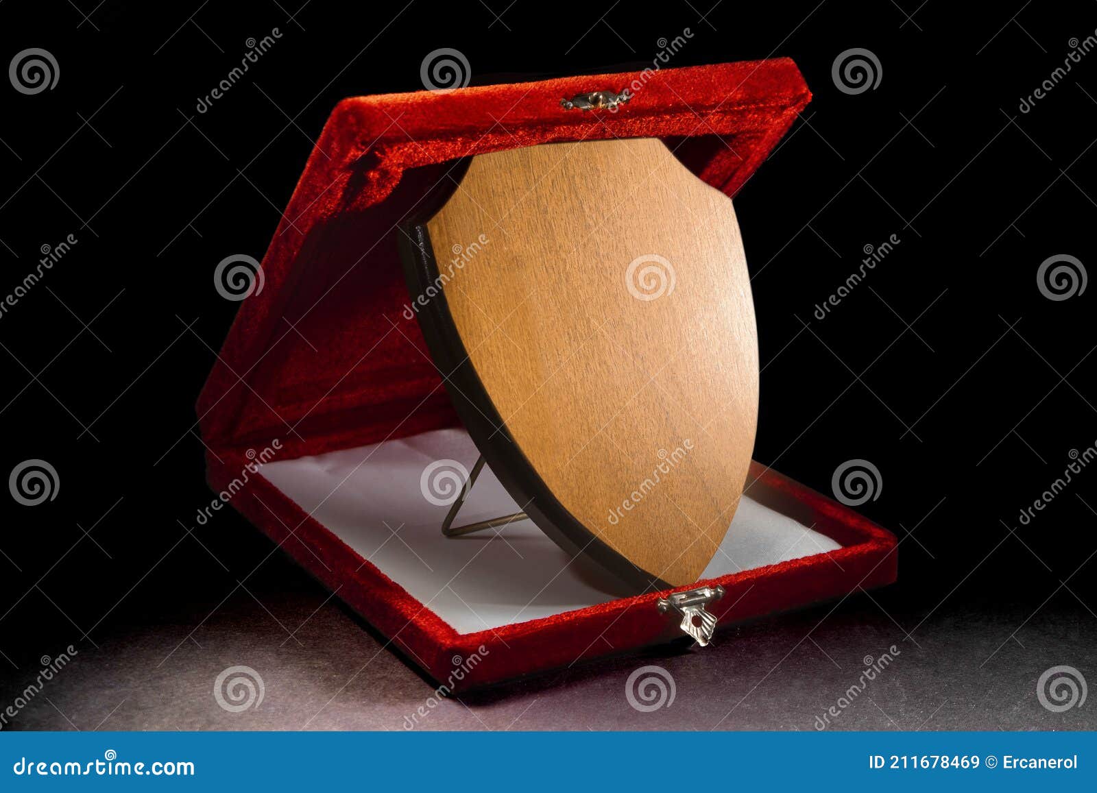 Standing Red Appreciation Plaque Box with Blank Shield Stock Image ...