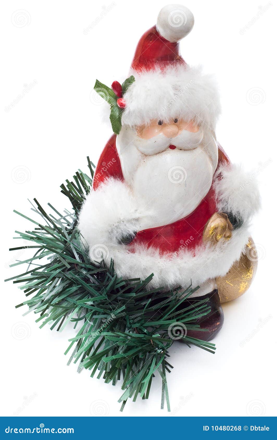 Standing Santa Sculpture with Pine Branches Stock Photo - Image of ...