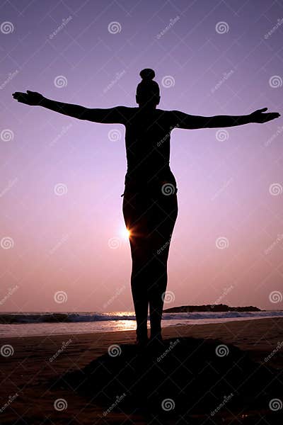 Standing Silhouette Pose. Freedom/strength Stock Image - Image of fresh ...