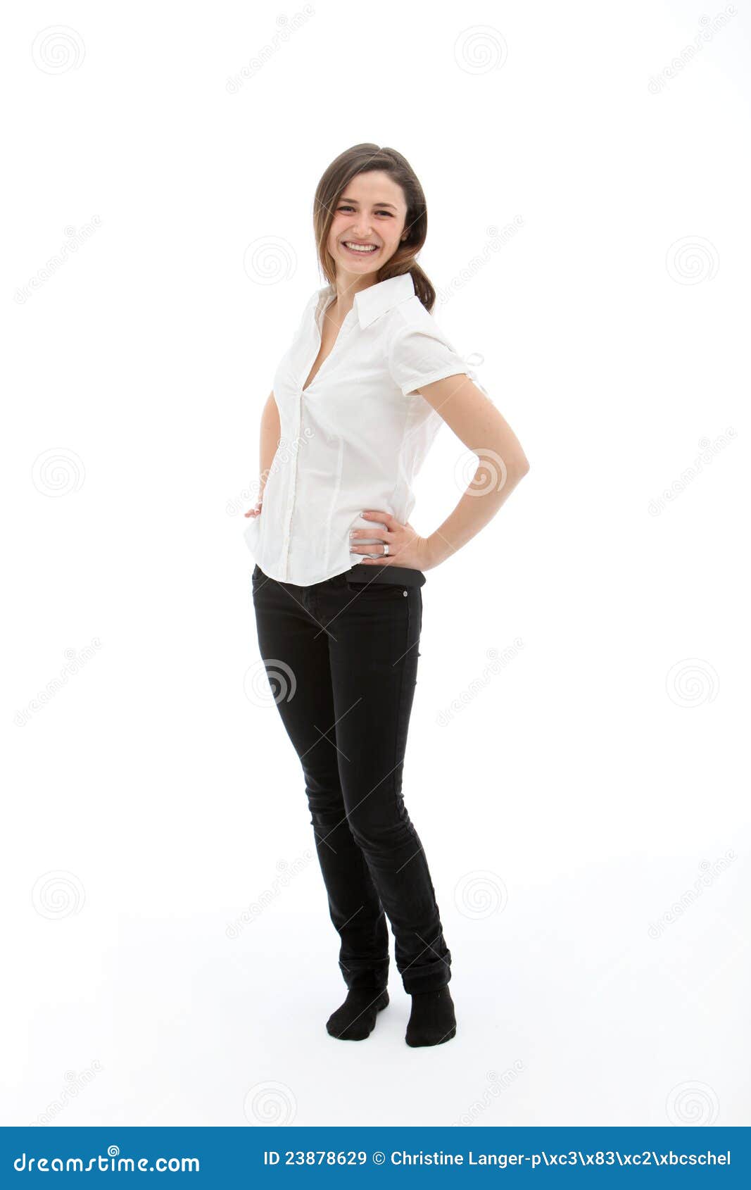 Standing smiling female stock image. Image of beauty - 23878629