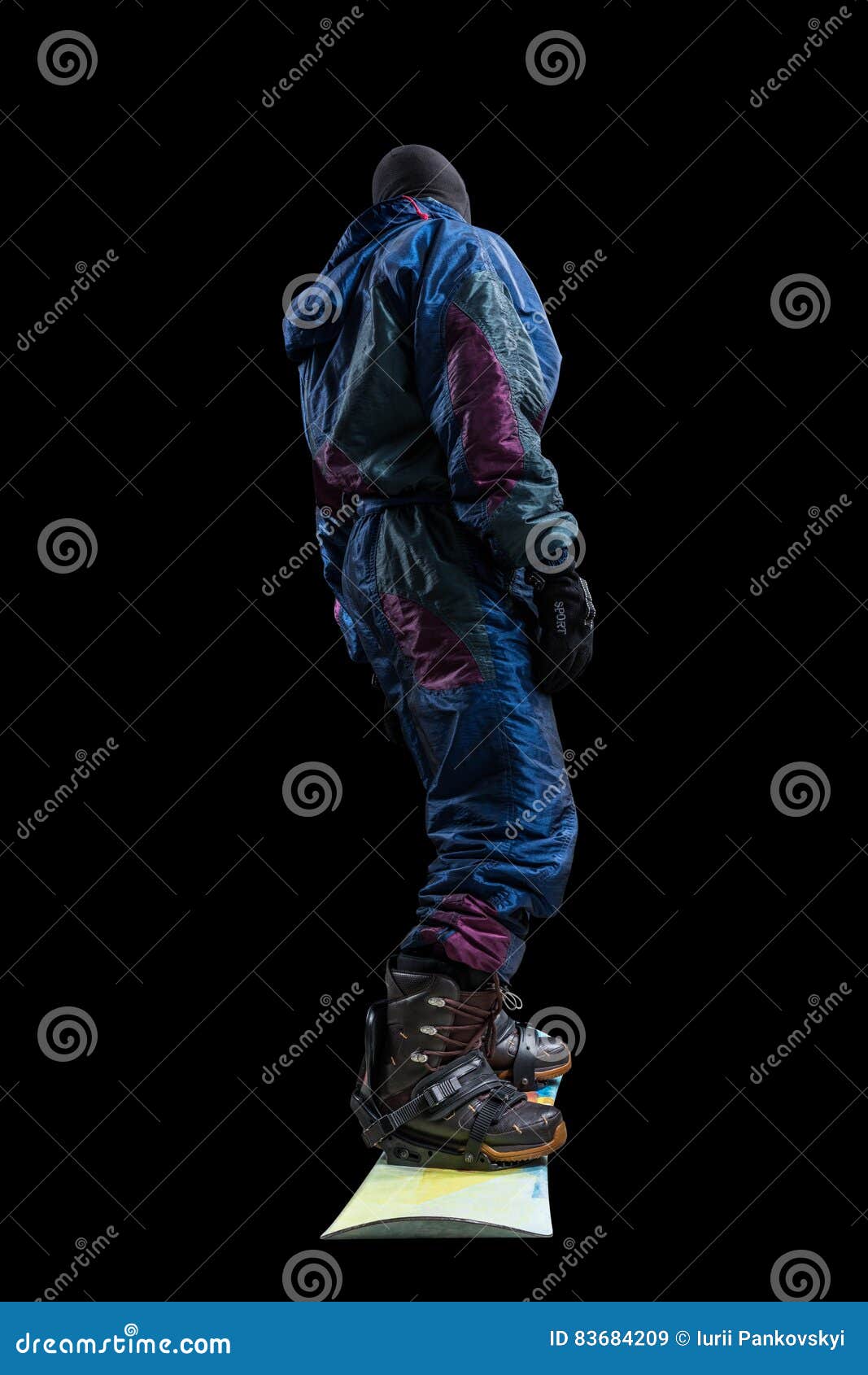 Standing Snowboarder Isolated, Rear View Stock Image - Image of hobbies ...