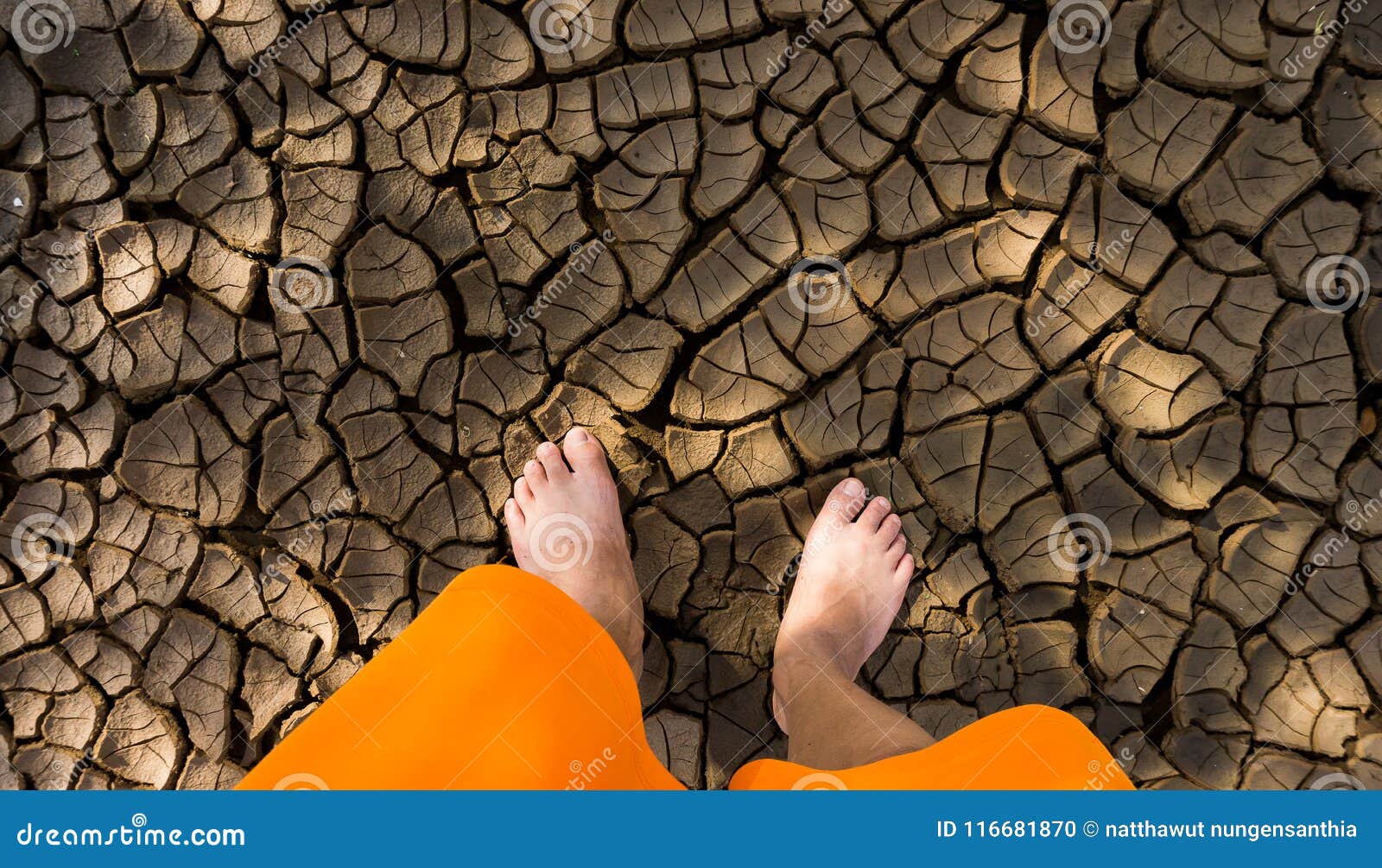 Standing on the Soil of the Cracked Soid.,drought Stock Photo - Image ...