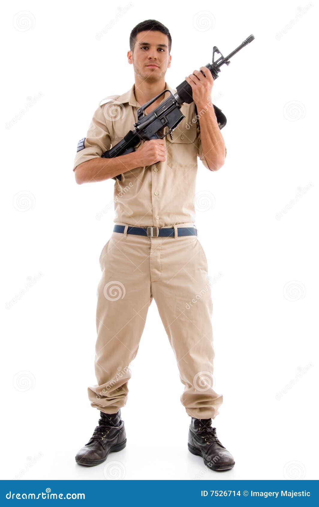 Soldier Standing At Attention With Gun