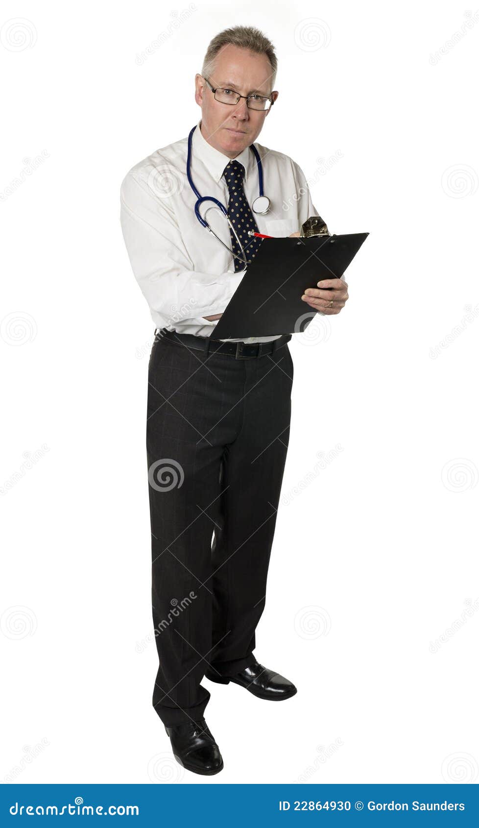 Standing Stern Doctor Isolated on White Stock Photo - Image of medical ...