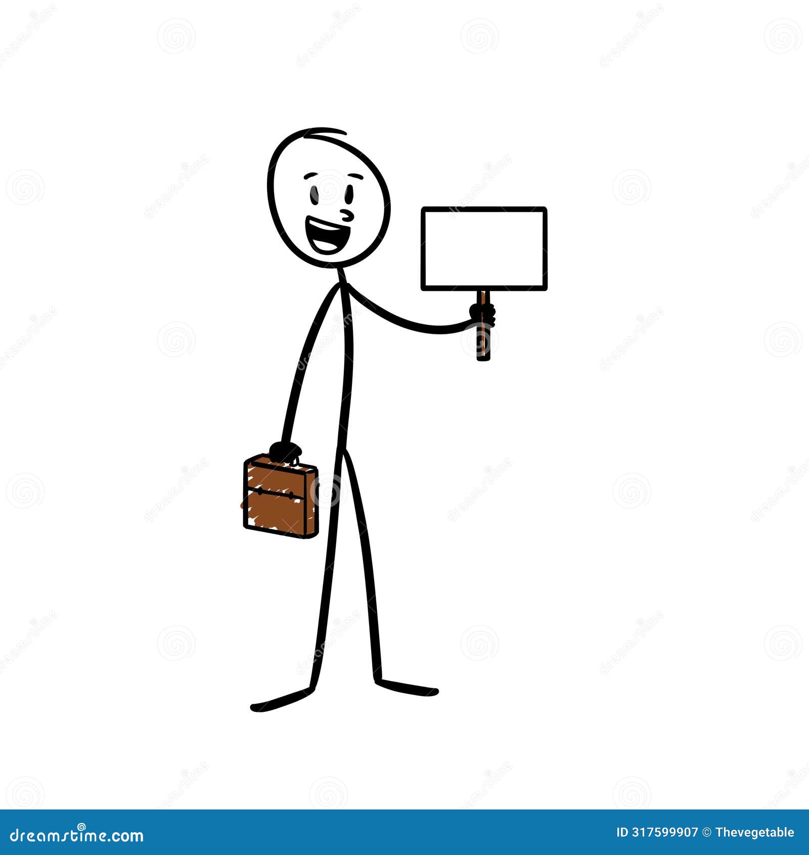 Standing Stick Figure Holding an Empty Board Stock Illustration ...