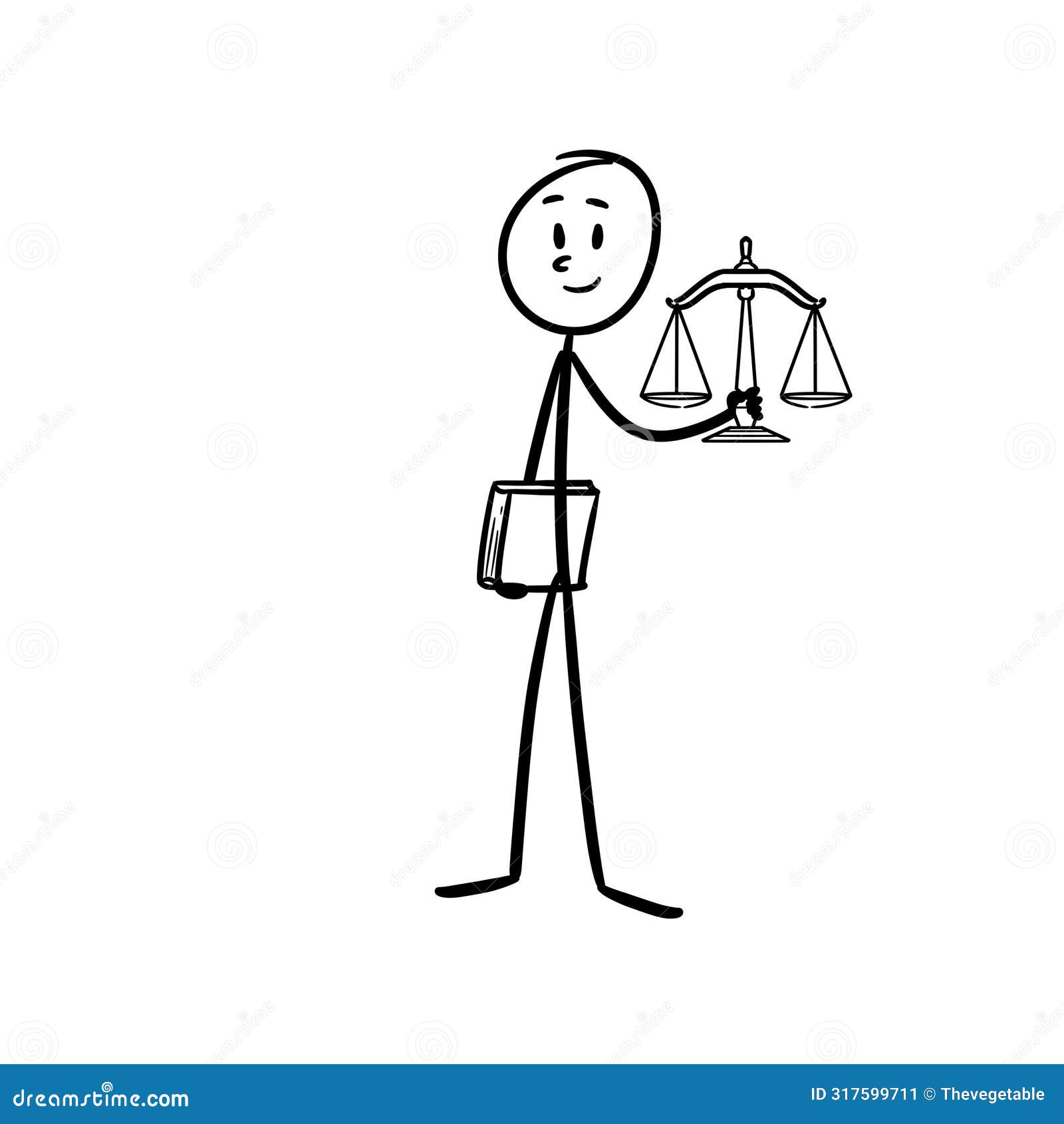 Standing Stick Figure Holding a Symbol of Justice Stock Illustration ...
