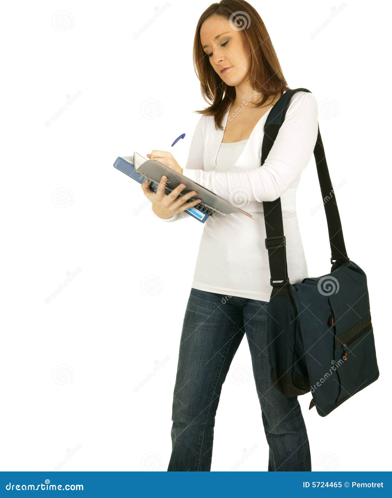 Standing and Taking Note stock image. Image of blonde - 5724465