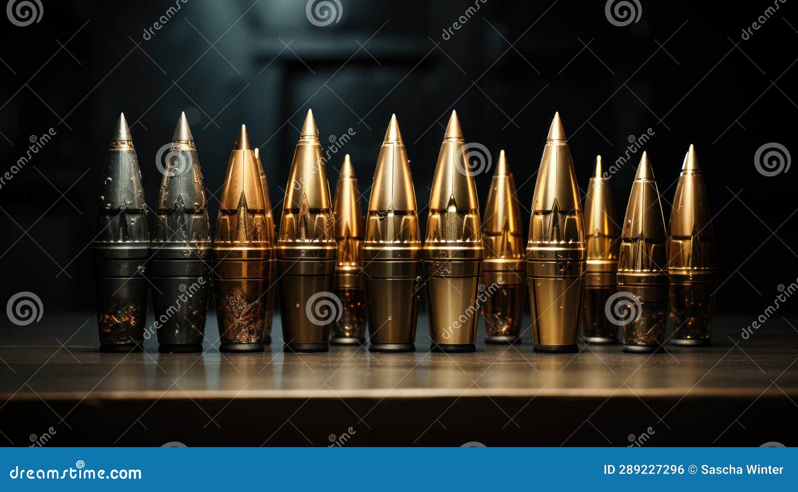 Standing Tall: a Display of Upright Bullets Stock Illustration ...