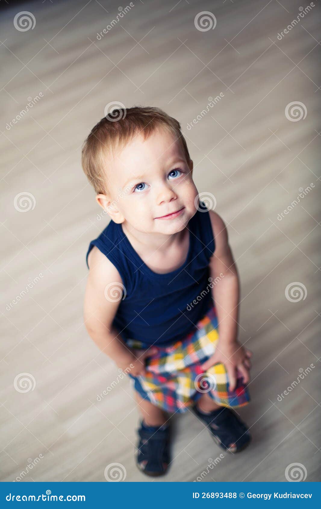 Standing Toddler with Head Raised Up Stock Photo - Image of healthy ...