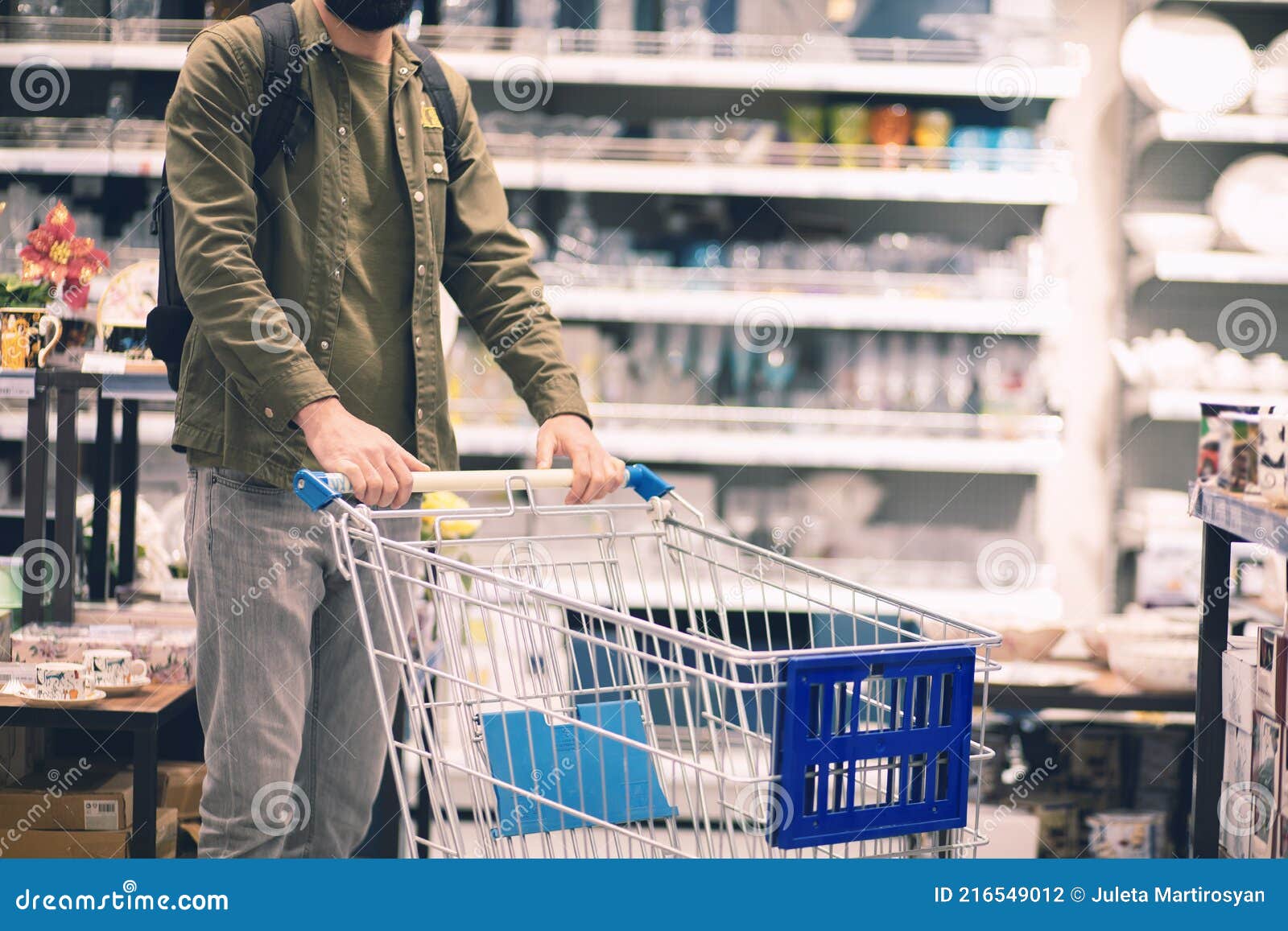 Standing with a Trolley in the Store Stock Photo - Image of concept ...