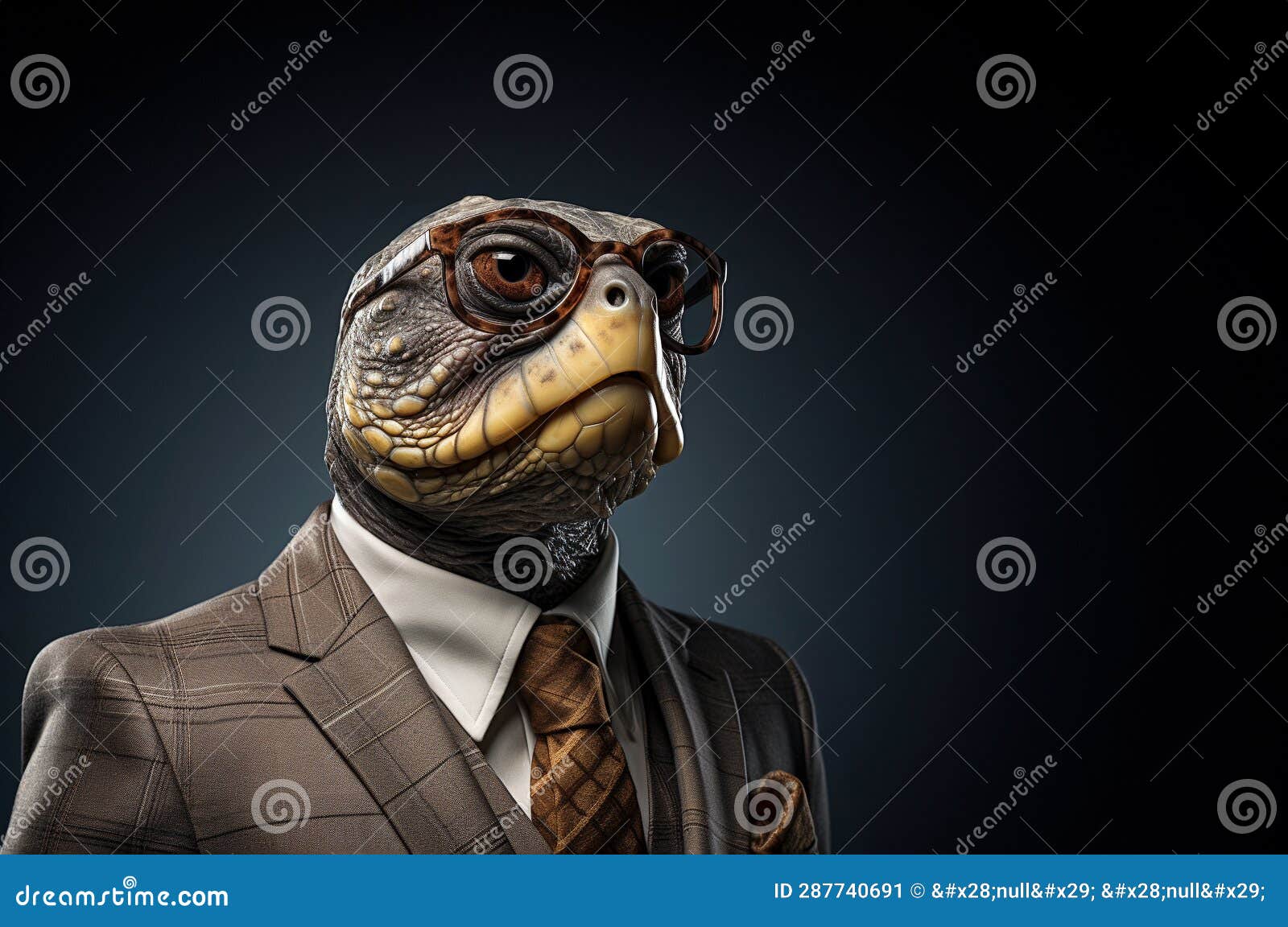 Standing Turtle in a Suit Wearing Glasses on Agray Background ...