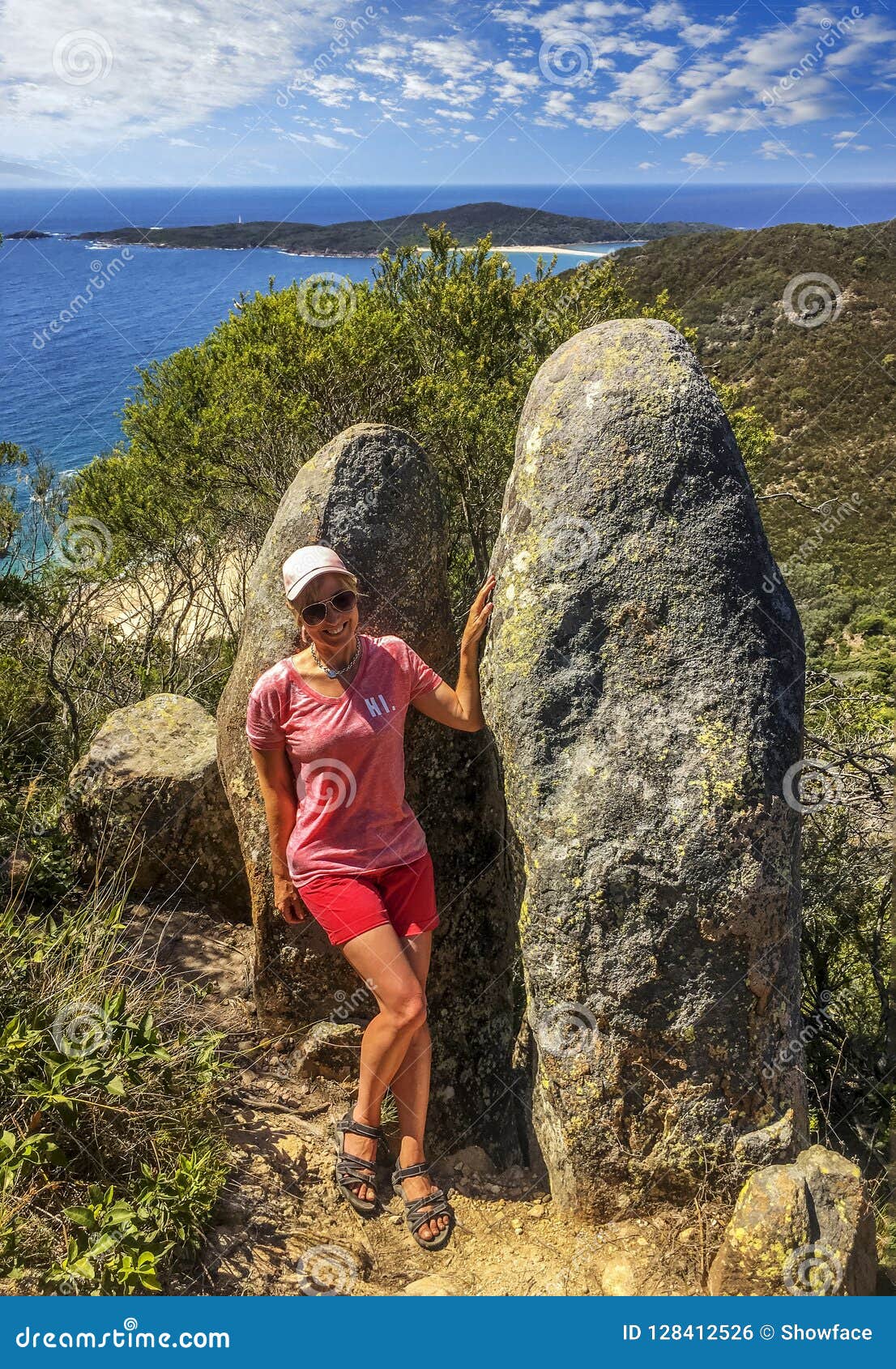 Standing beside the Two and a Half Sisters Rock Formations Stock Photo ...