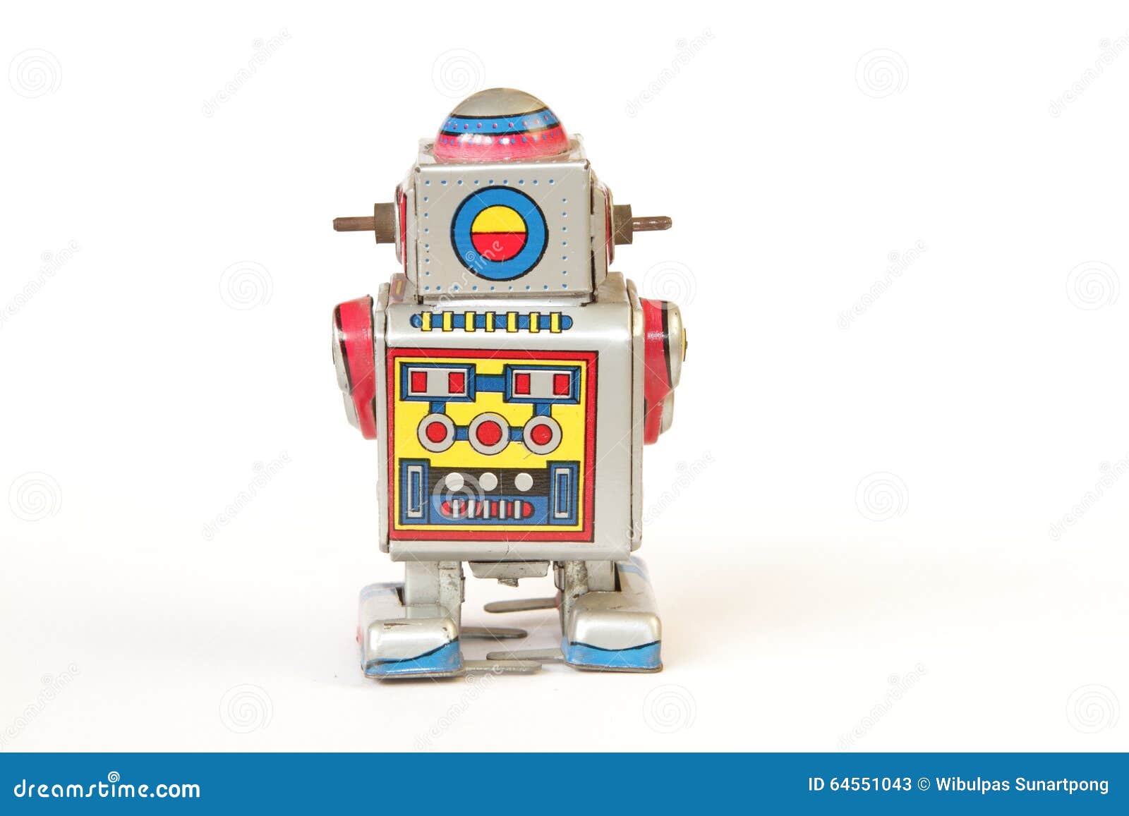 Standing Vintage Tin Robot, Back View Without Key Stock Image ...