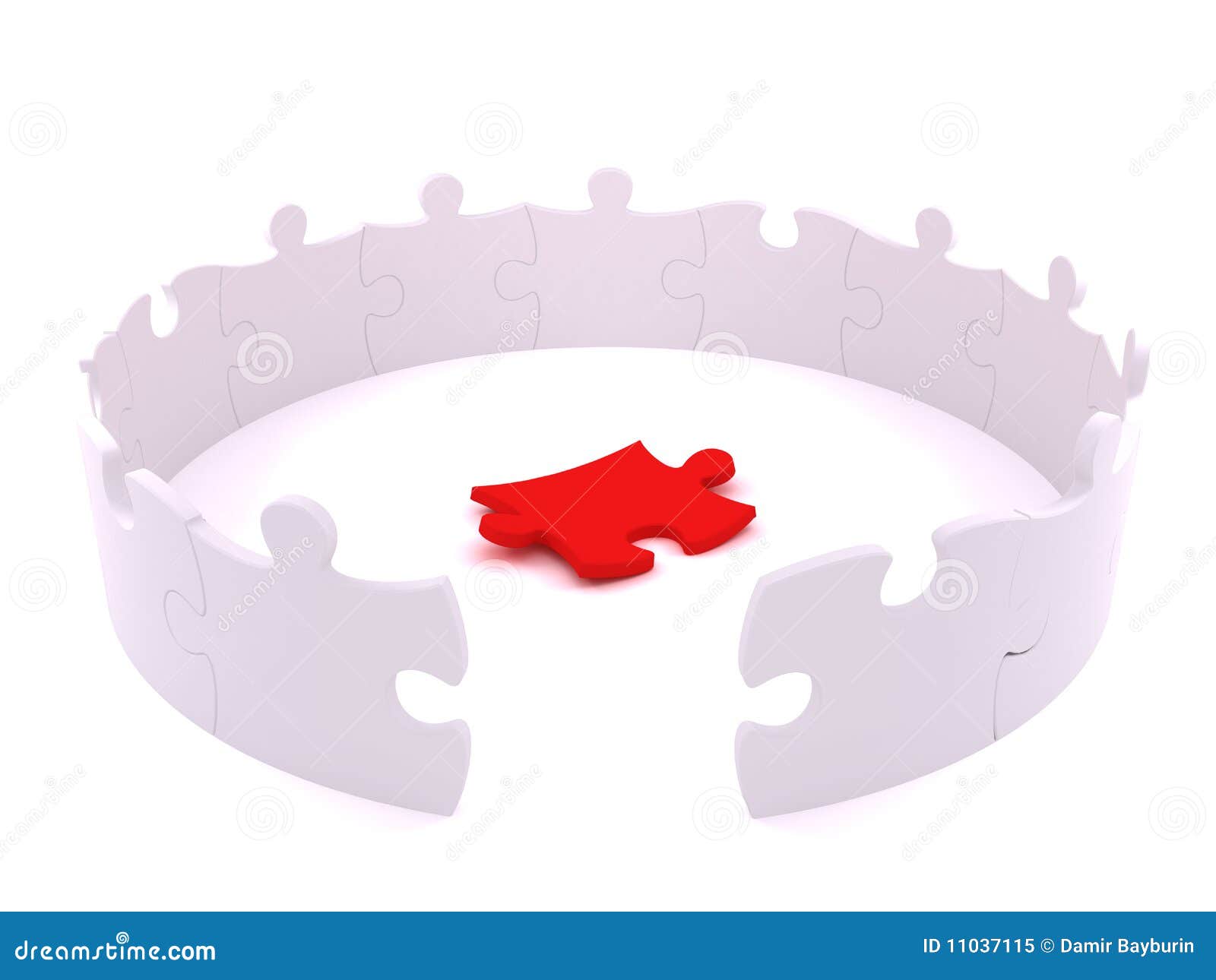 Standing White Puzzle Circle with Lost Peace Stock Illustration ...