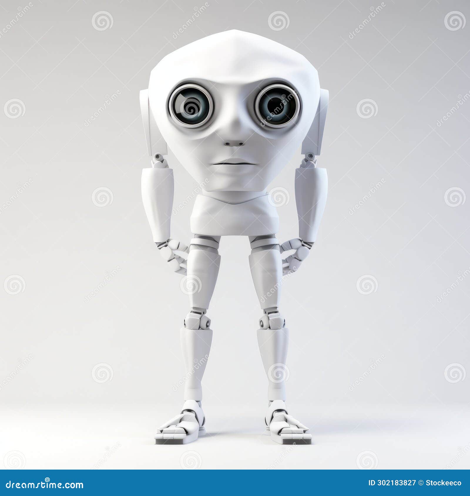 Elegant 3d Cyclops Robot in Precisionist Style on Isolated Background ...