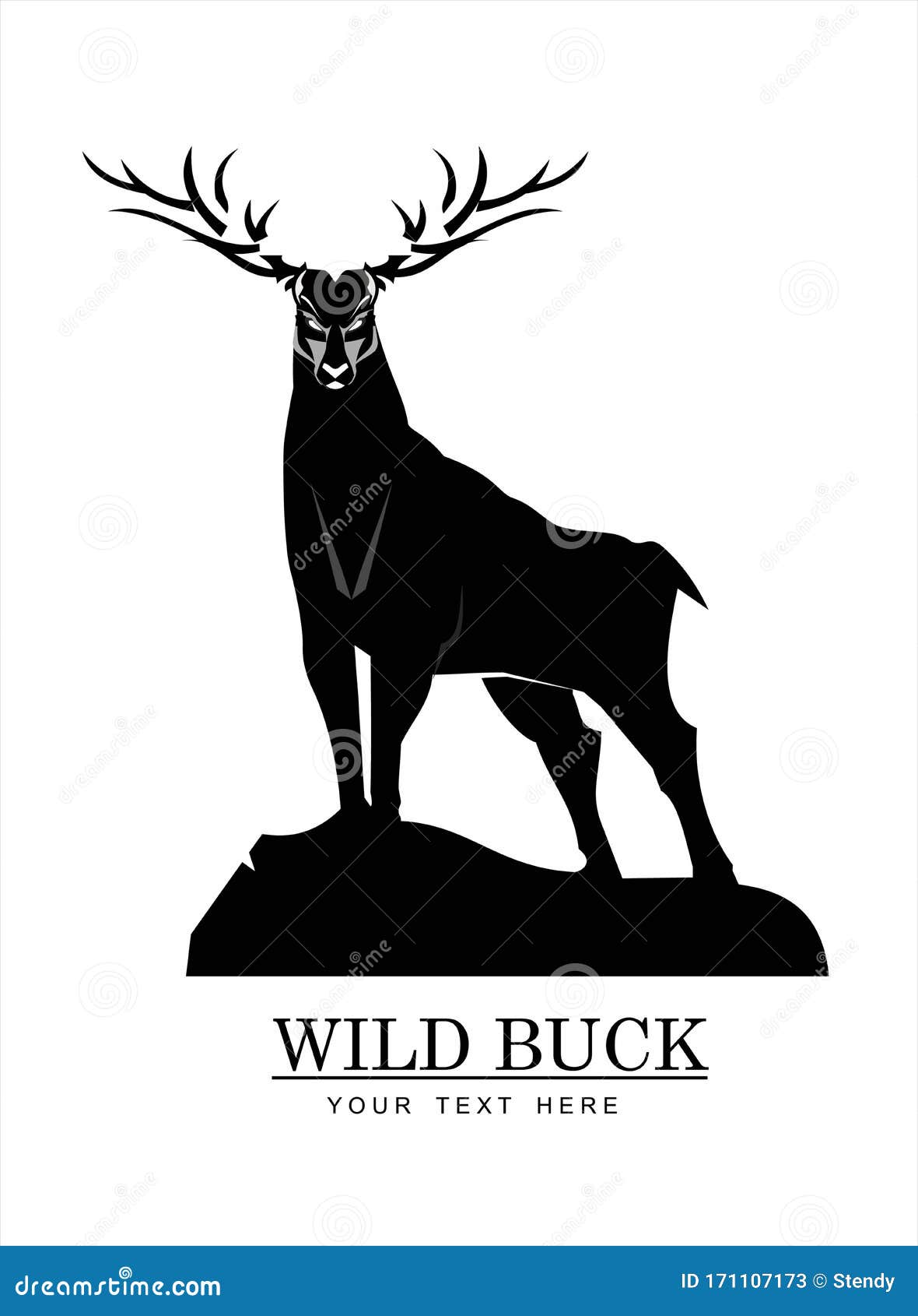 Black wild buck stock vector. Illustration of stencil - 171107173