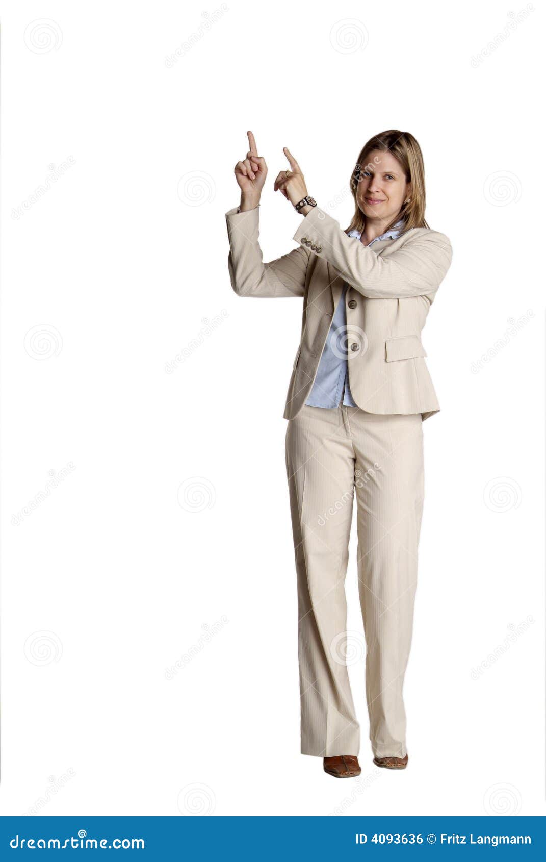 Standing woman shows stock photo. Image of attention, cool - 4093636