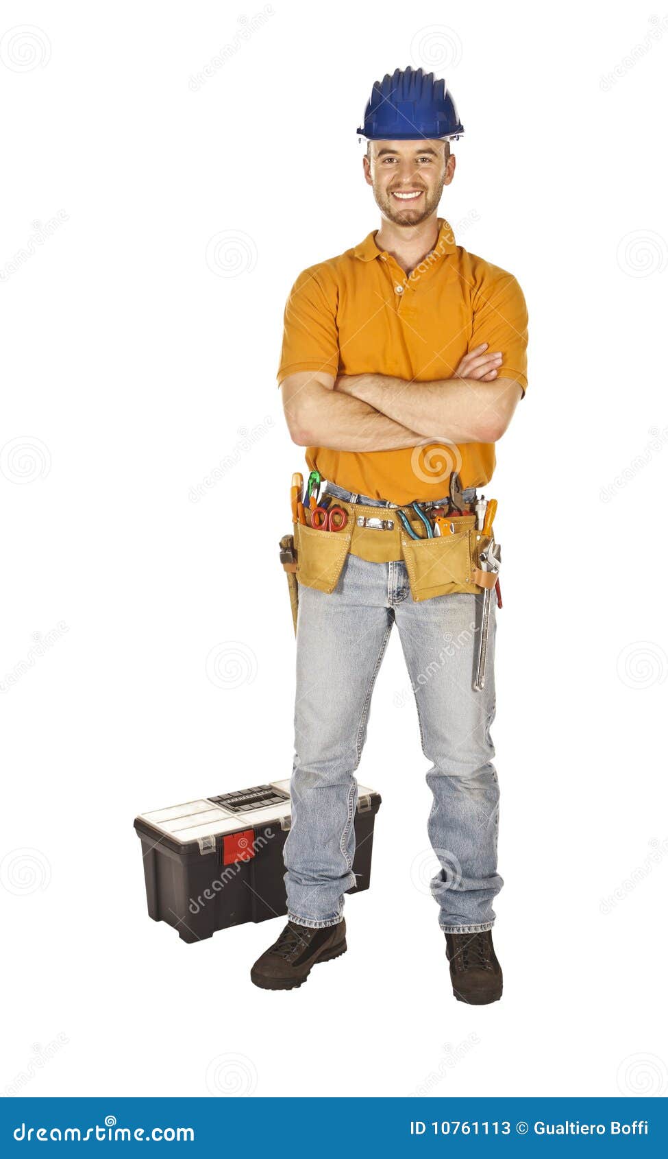 Standing worker stock image. Image of blue, profession - 10761113