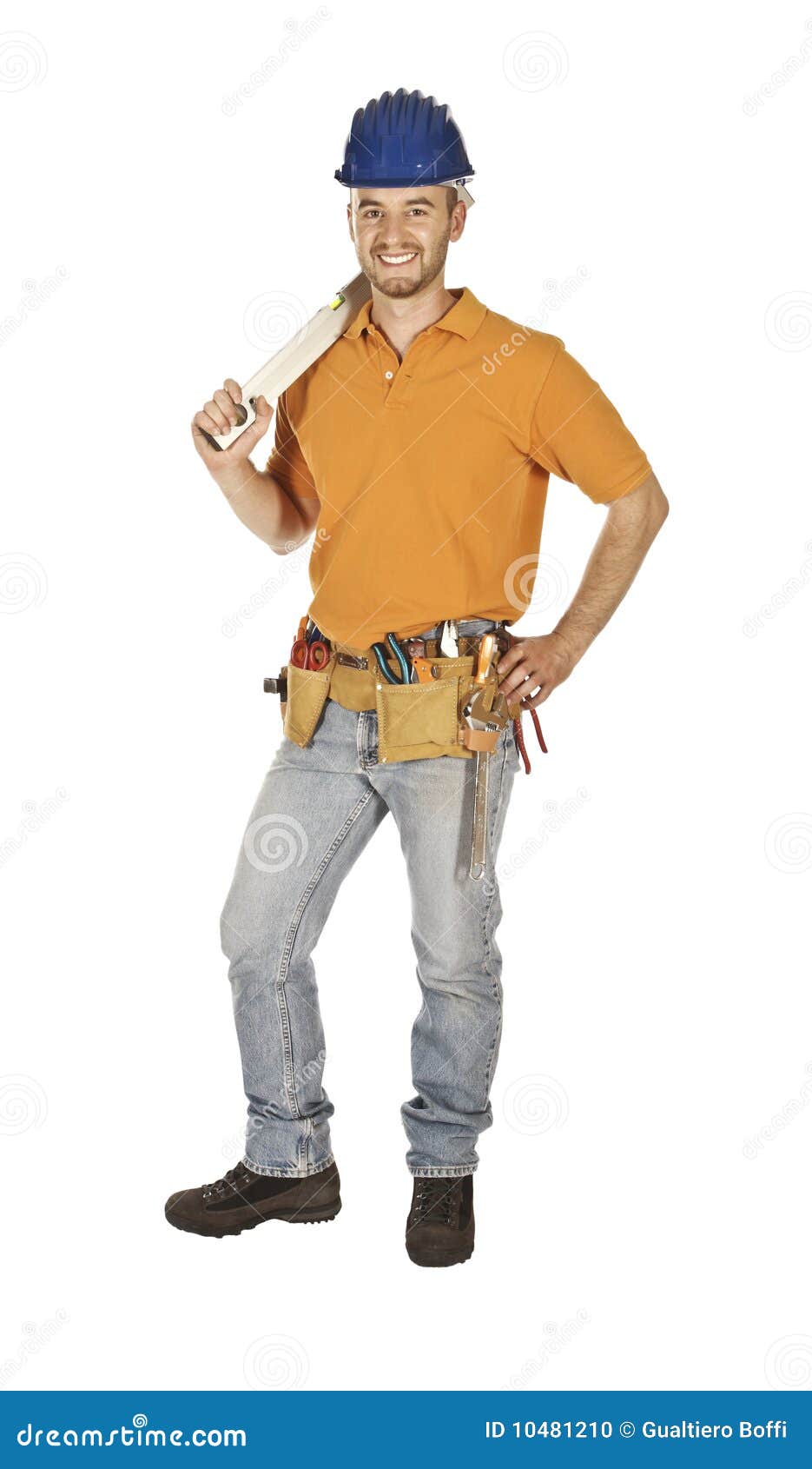 Standing Worker Isolated on White Stock Photo - Image of operator ...