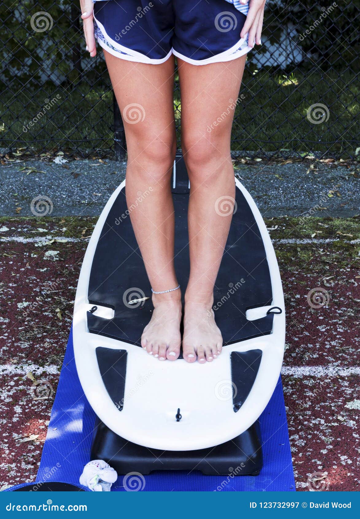 Standing on a Workout Surfboard Stock Image - Image of healthy ...