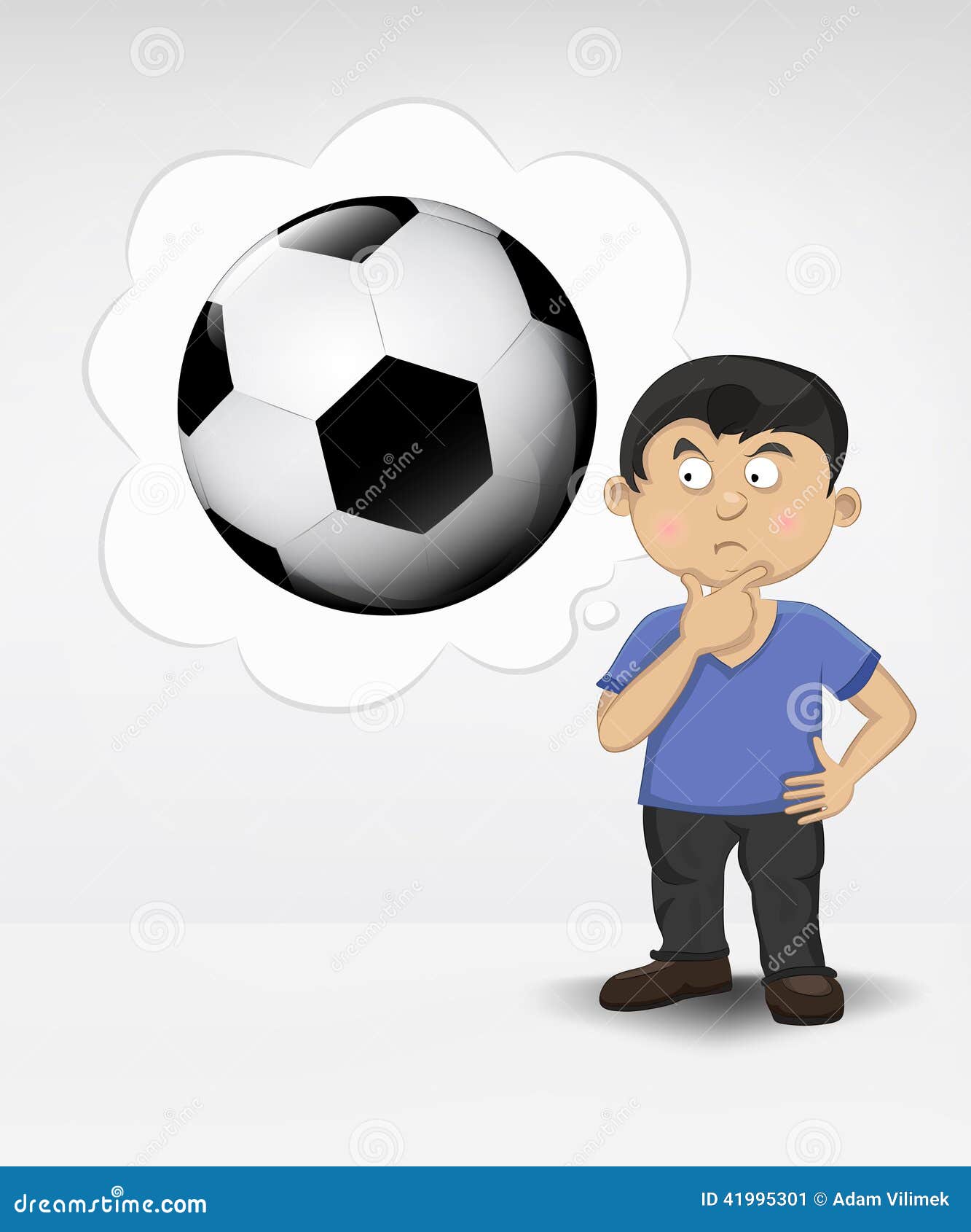 Standing Young Boy Thinking about Soccer Ball Stock Illustration ...