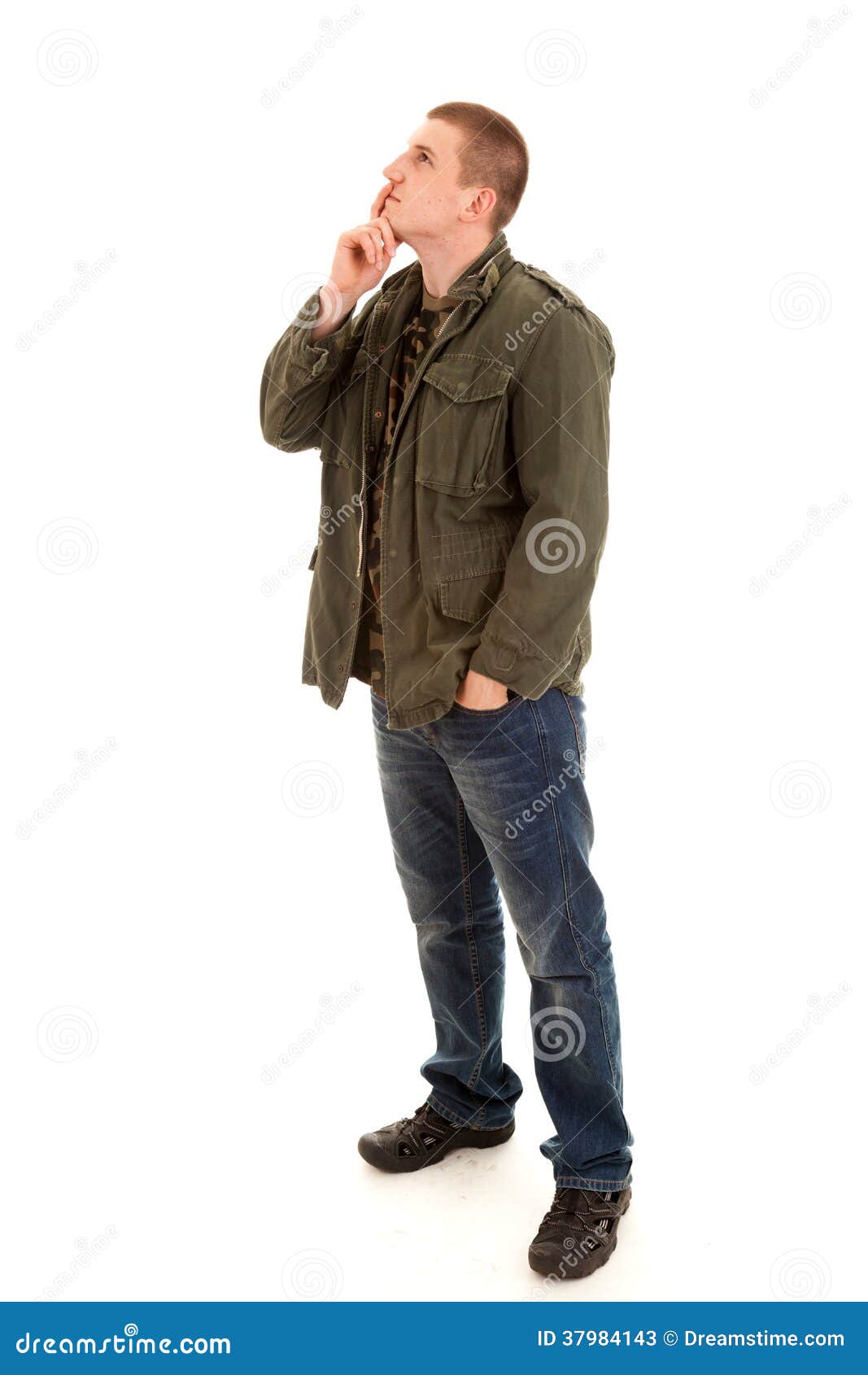 Standing Young Man, Thinking Stock Image - Image of thinking, teenager ...