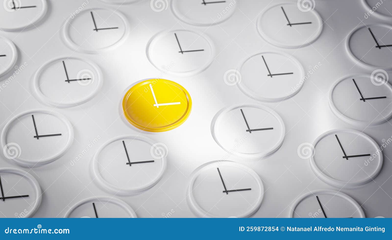 A Yellow Clock And Magnifying Glass With Reflection On A Black ...