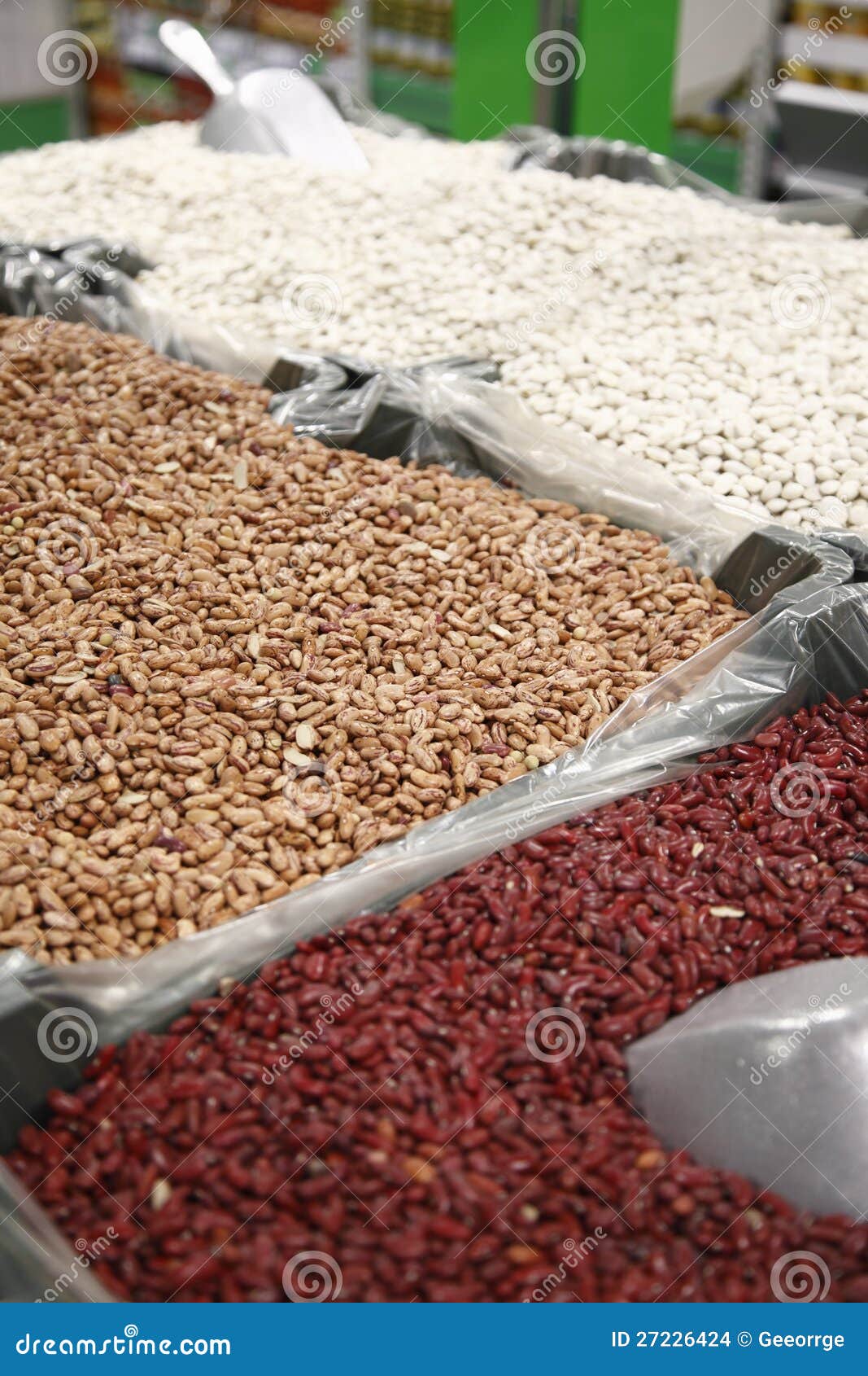 Stands with Beans in a Big Market Stock Photo - Image of fresh, grocery ...