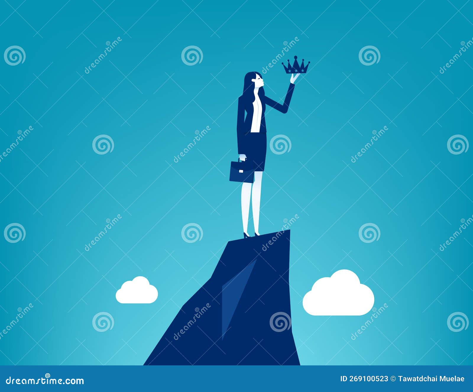 Stands on the Peak and Holds a Crown Stock Vector - Illustration of ...