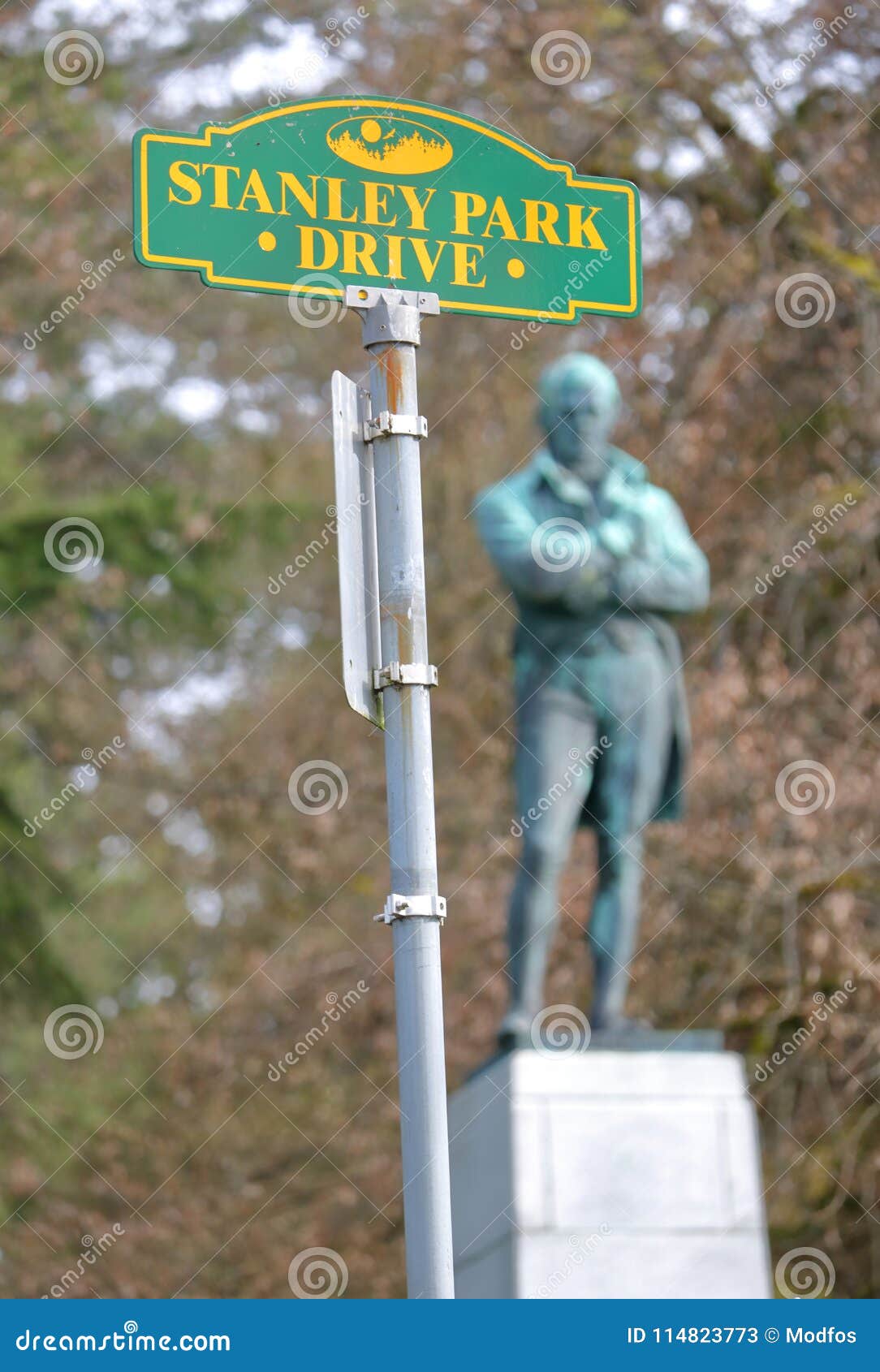 Stanley Park Road Sign foto de archivo editorial. Imagen de parque ...