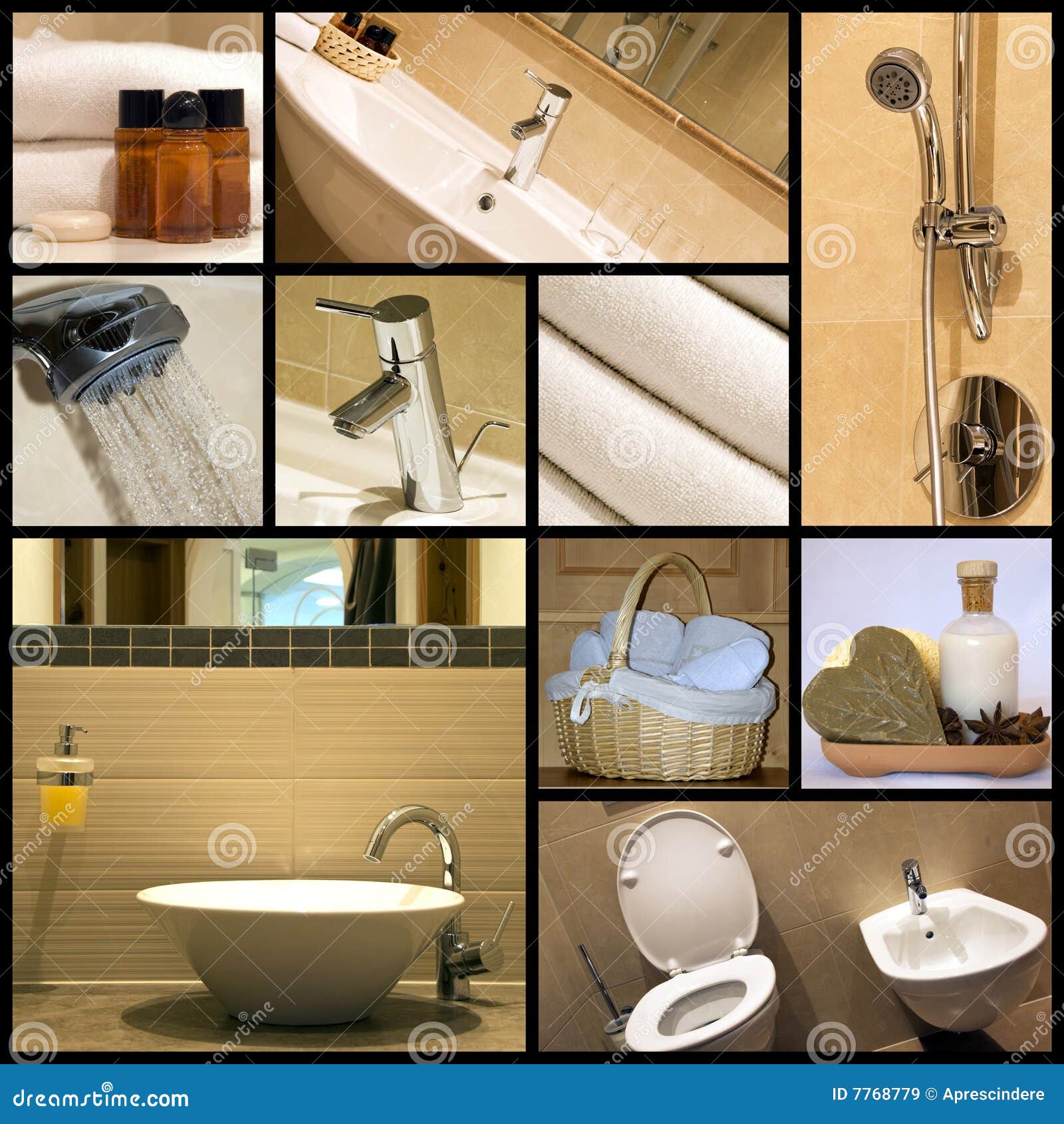 Stanza Da Bagno Moderna - Collage Immagine Stock - Immagine di granito ...