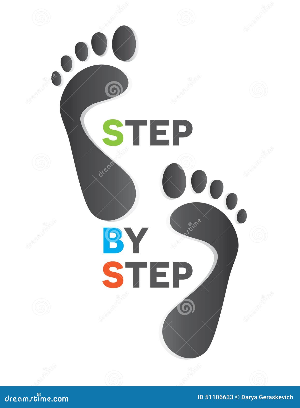 Stap voor stap vector illustratie. Illustration of voet - 51106633