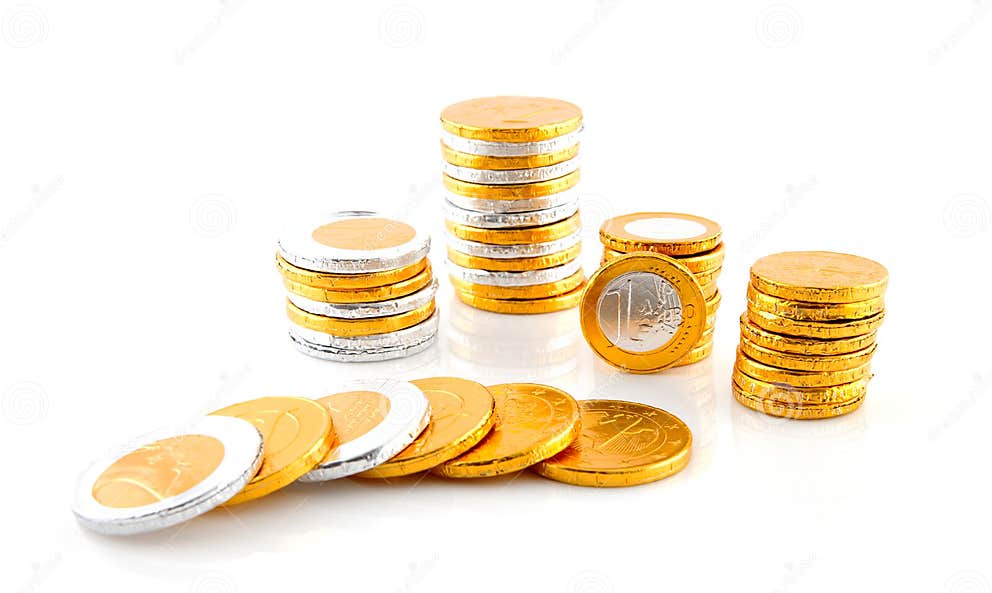 Stapel Van Chocolade Euro Geld Stock Afbeelding - Image of stapel ...