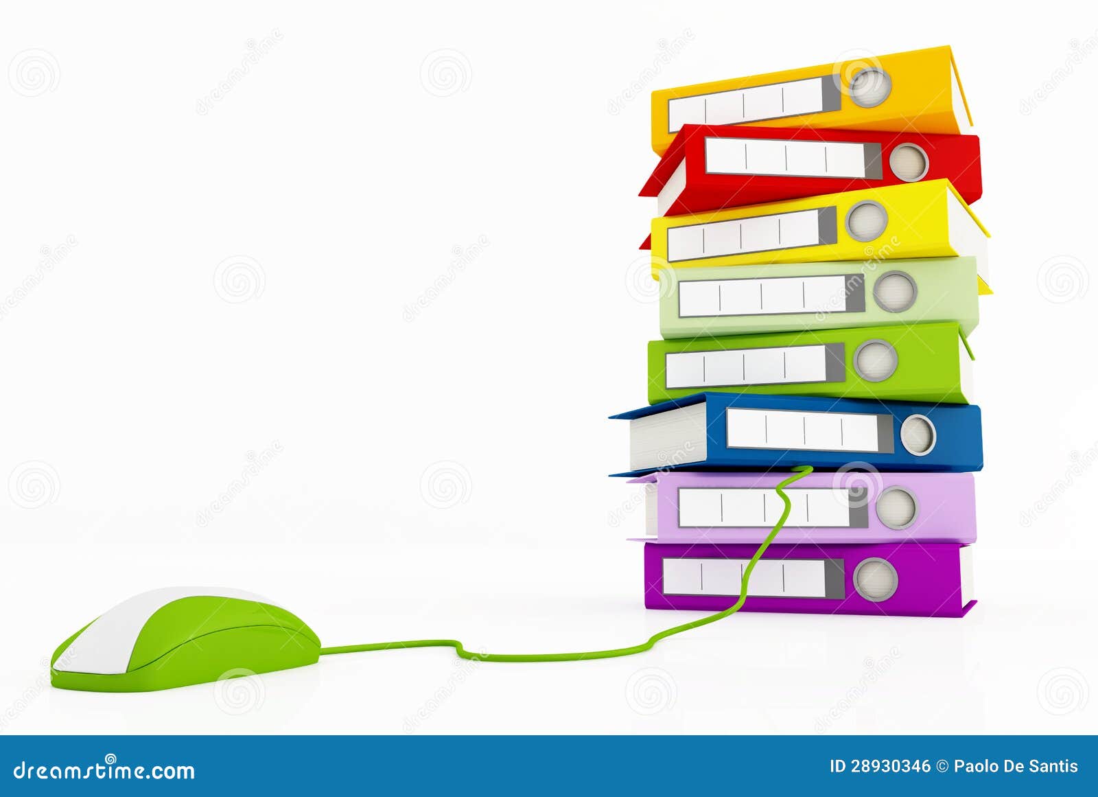 Stapel Van Ringsbindmiddel En Groene Muis Stock Illustratie ...