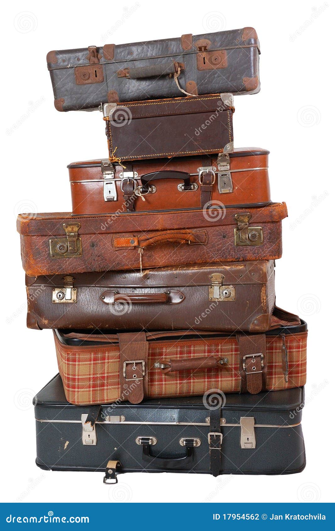 Stapel Van Uitstekende Bagage Stock Foto - Image of grijs, bagage: 17954562