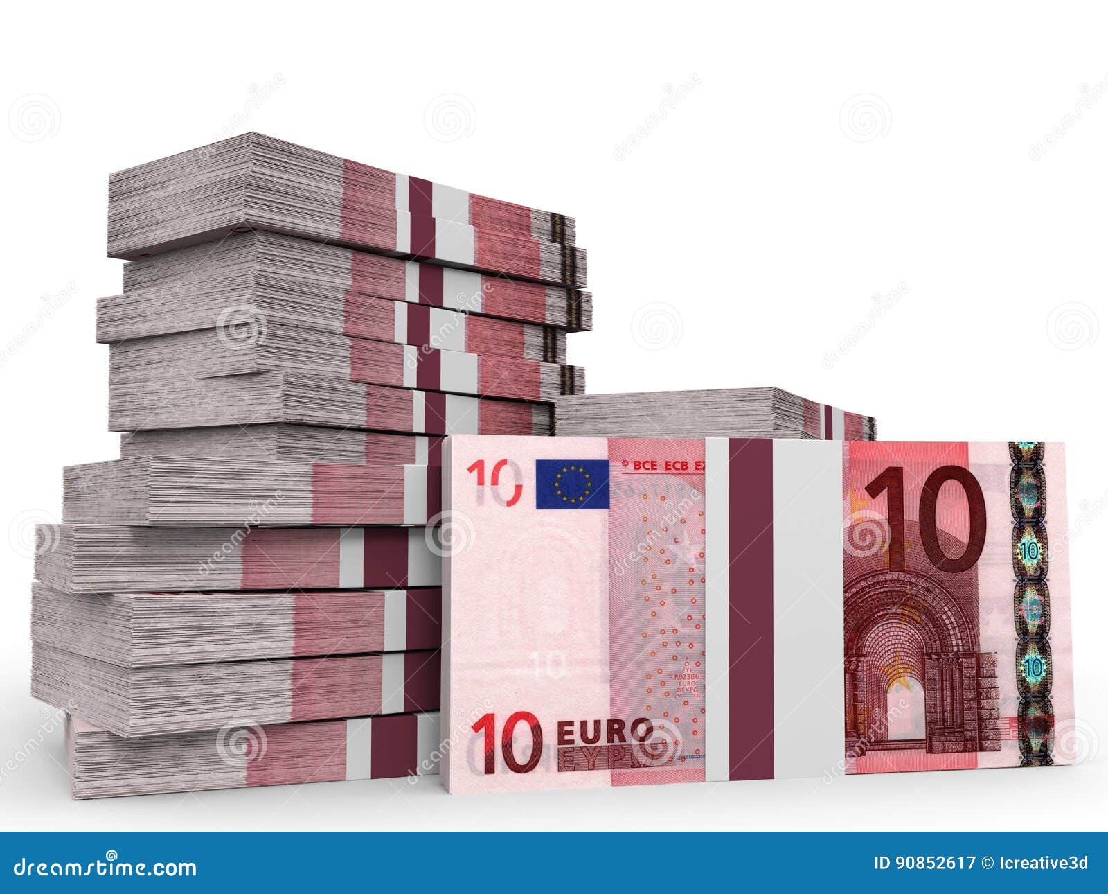Stapels van Geld Tien Euro stock illustratie. Illustration of monetair ...