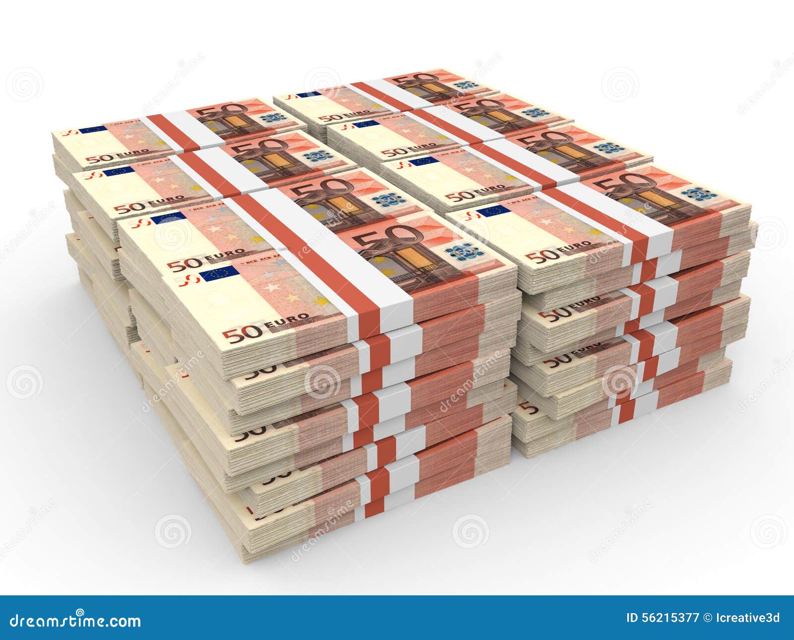 Stapels Van Geld Vijftig Euro Stock Illustratie - Illustration of rijk ...