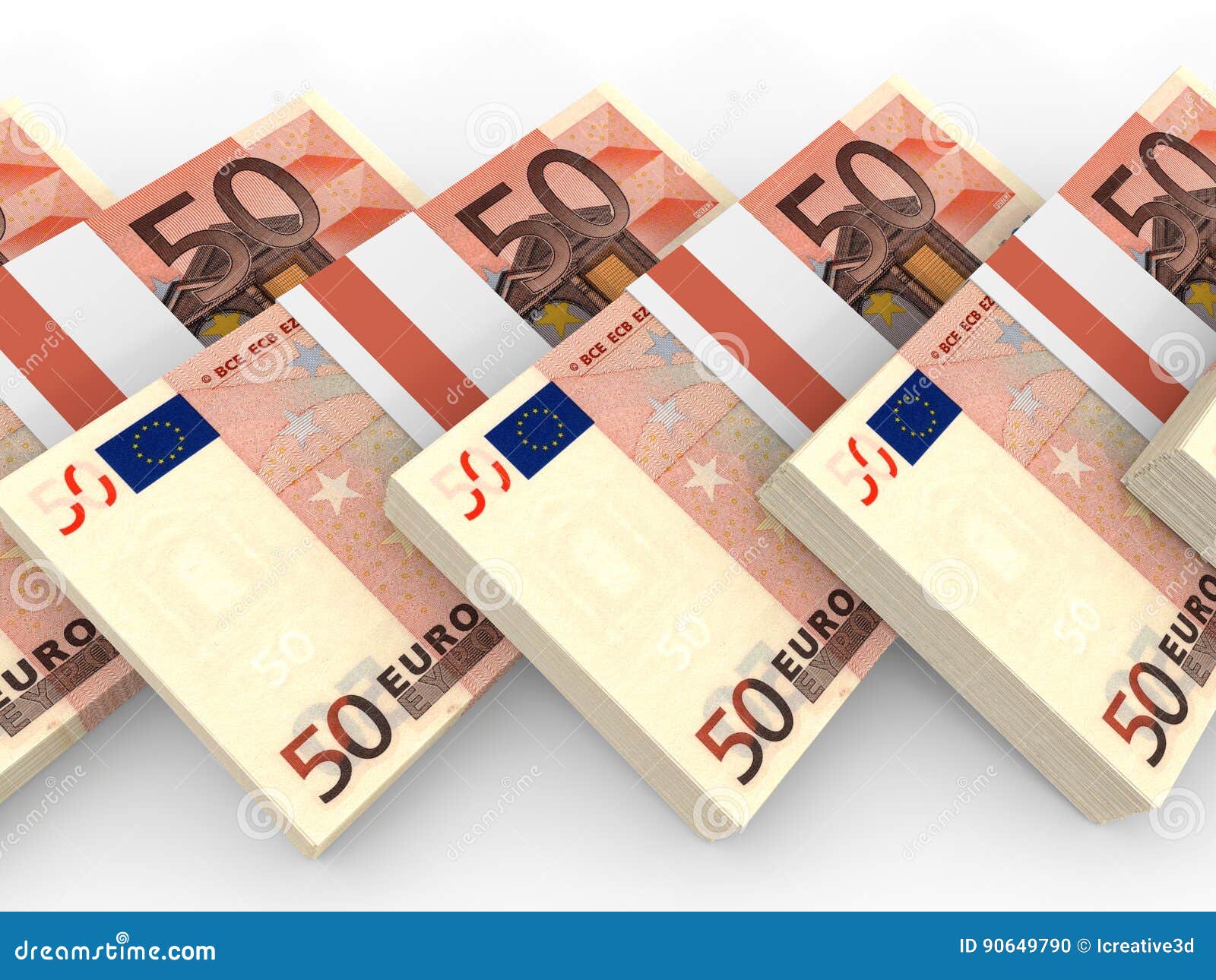 Stapels Van Geld Vijftig Euro Stock Illustratie - Illustration of ...