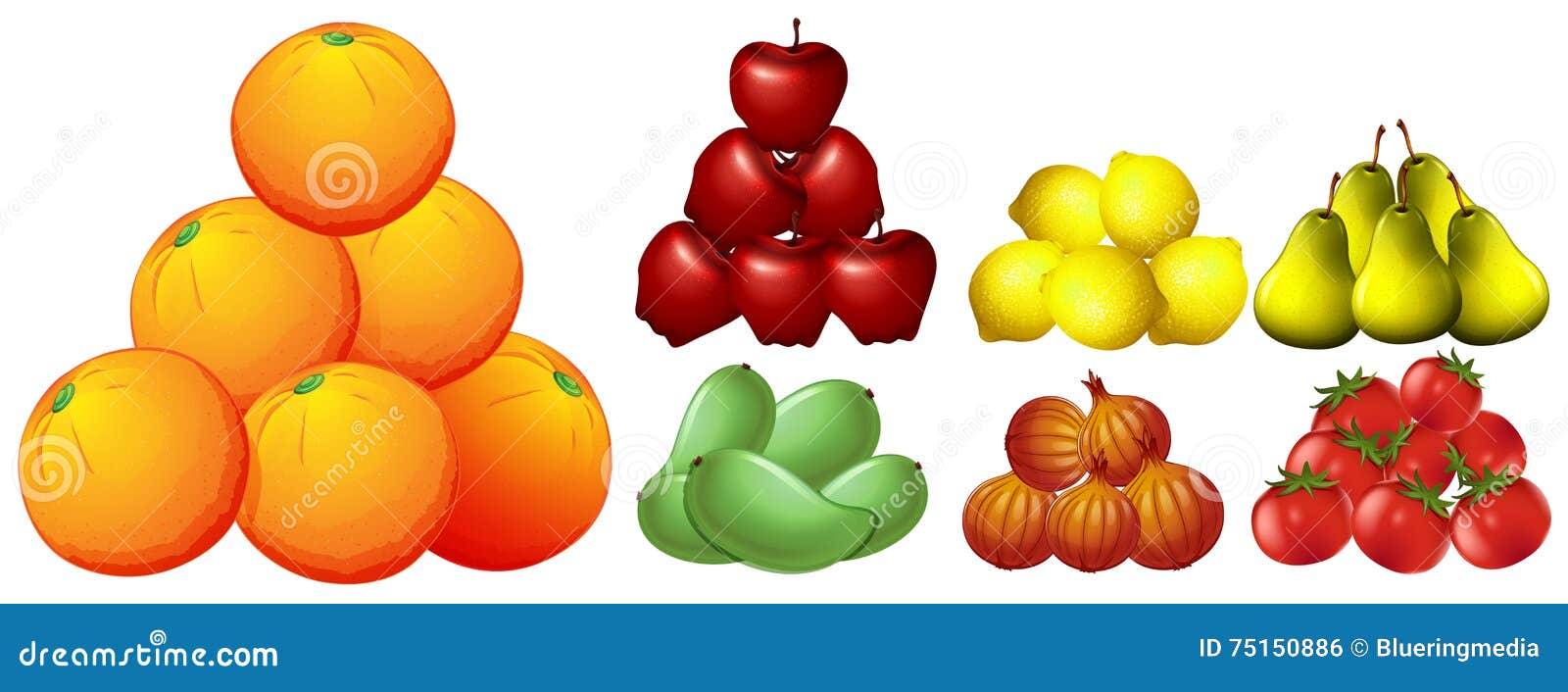 Stapels Van Verschillende Soorten Vruchten Vector Illustratie ...
